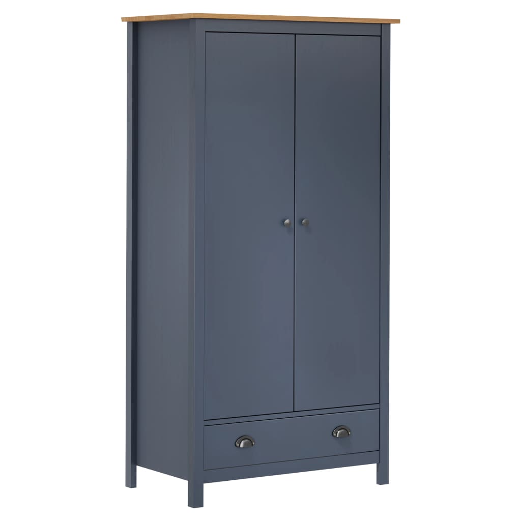 Garde-robe à 2 portes Hill Gris 89x50x170cm Bois de pin solide | Leroy ...