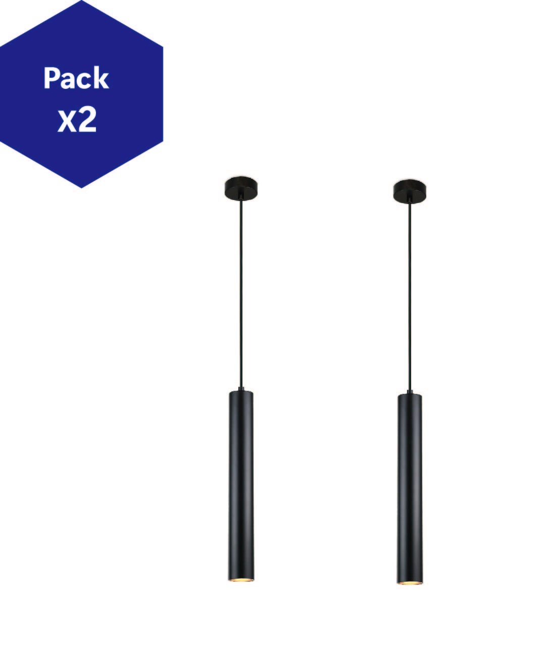 Pack de 2 Lámparas Colgantes de Techo Moderno Aluminio Negro ...
