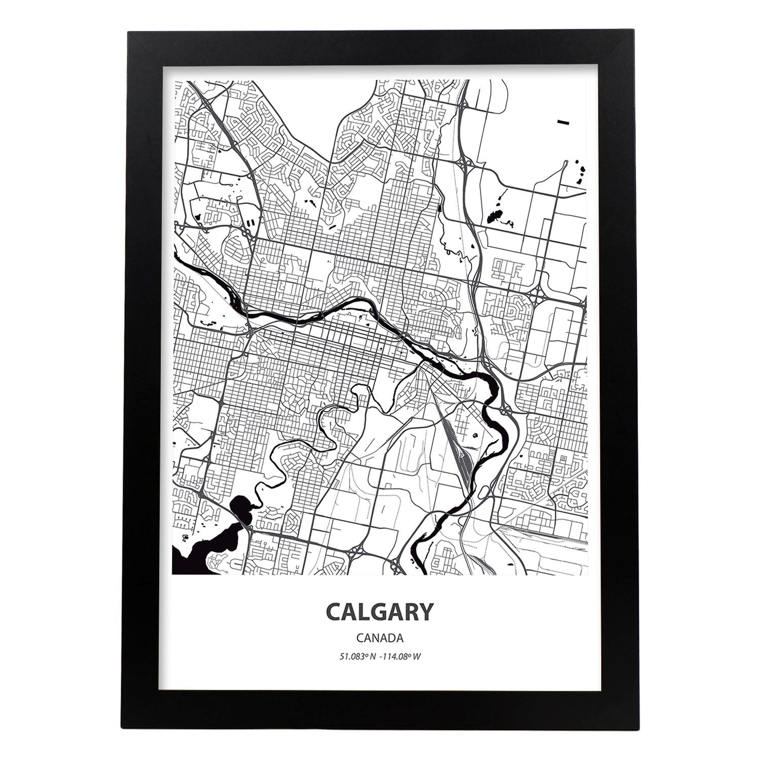 Poster Con Mapa De Calgary Canada. Láminas De Ciudades De Canada Con ...
