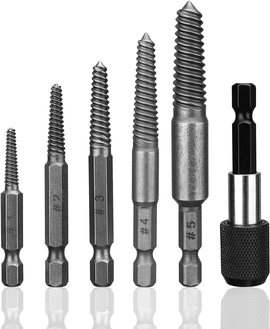 Extracteur de Vis, 6 Pièces Kit Extracteur Vis, Tourne a Gauche Extracteur, avec Porte-Embout ...