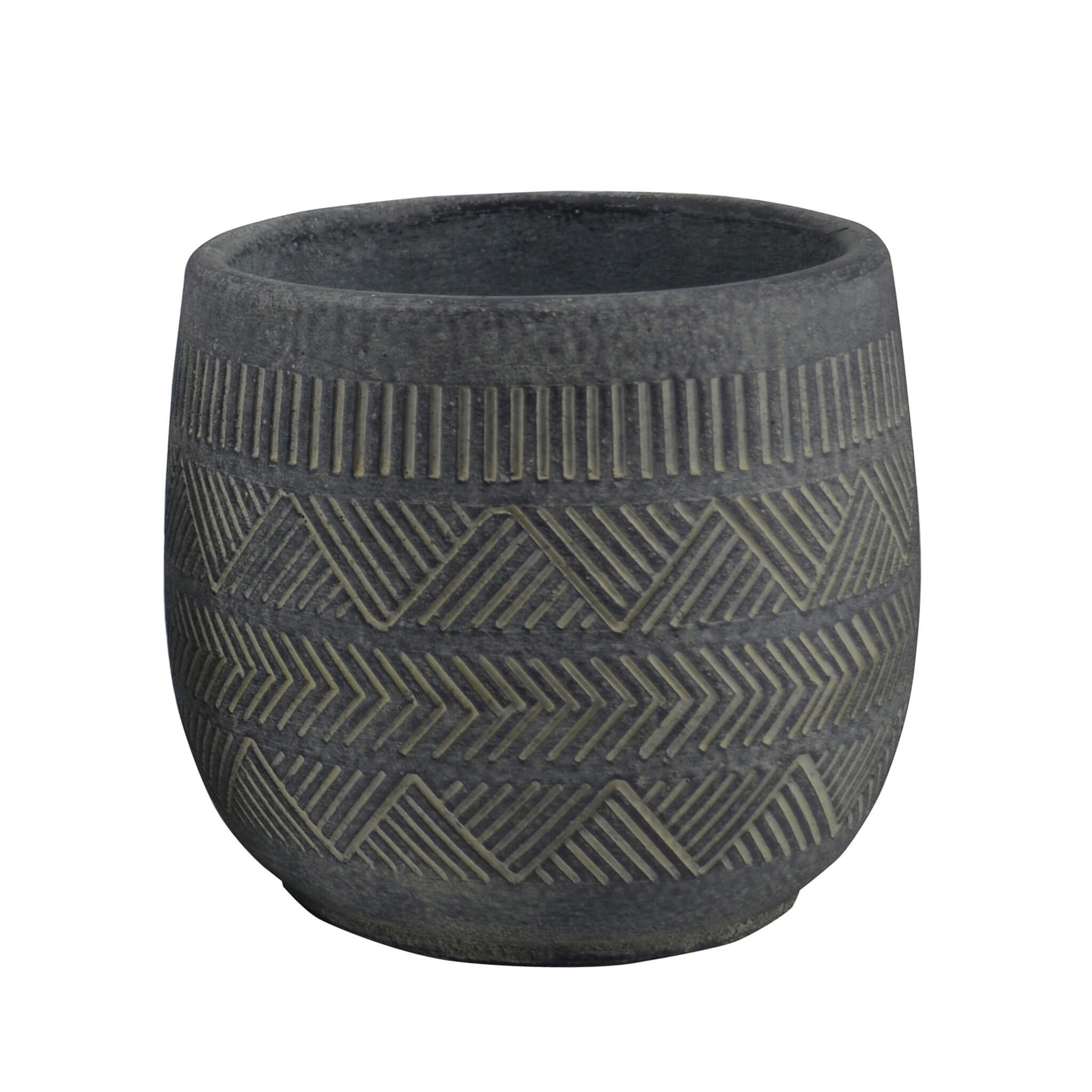Maceta de jardín baja redonda de fibra de arcilla antracita 18x18x16 cm ...