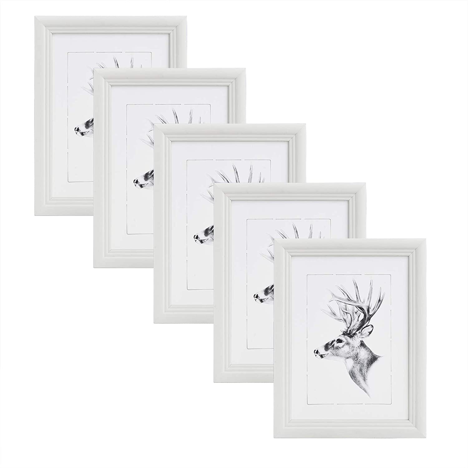 Set de 5 Cadre Photo，Blanc，20x25cm，Artos Style en Bois et Verre，Cadre ...
