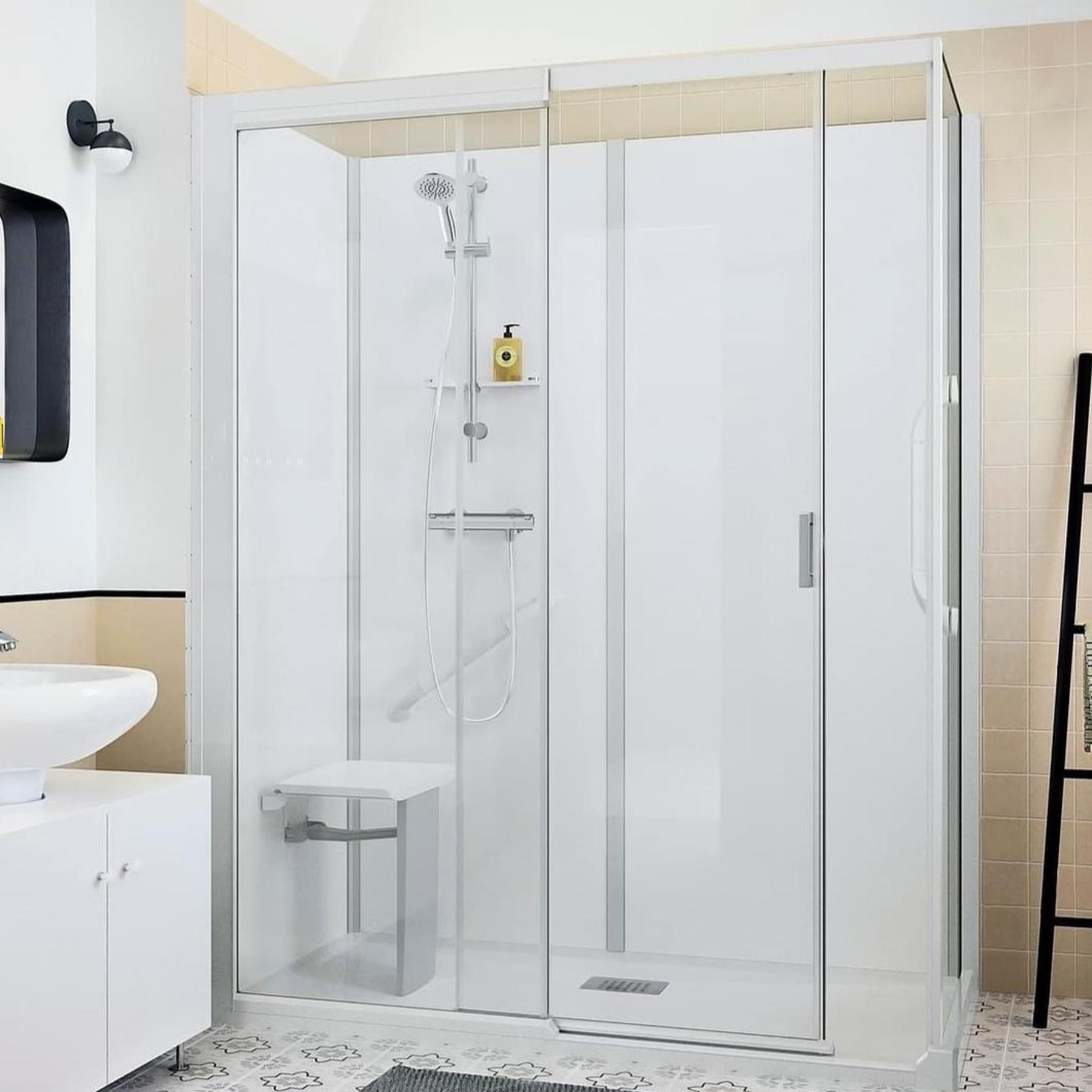 Cabine de douche Kinedo Kinemagic Design 160x70 angle mixte coulissante ...
