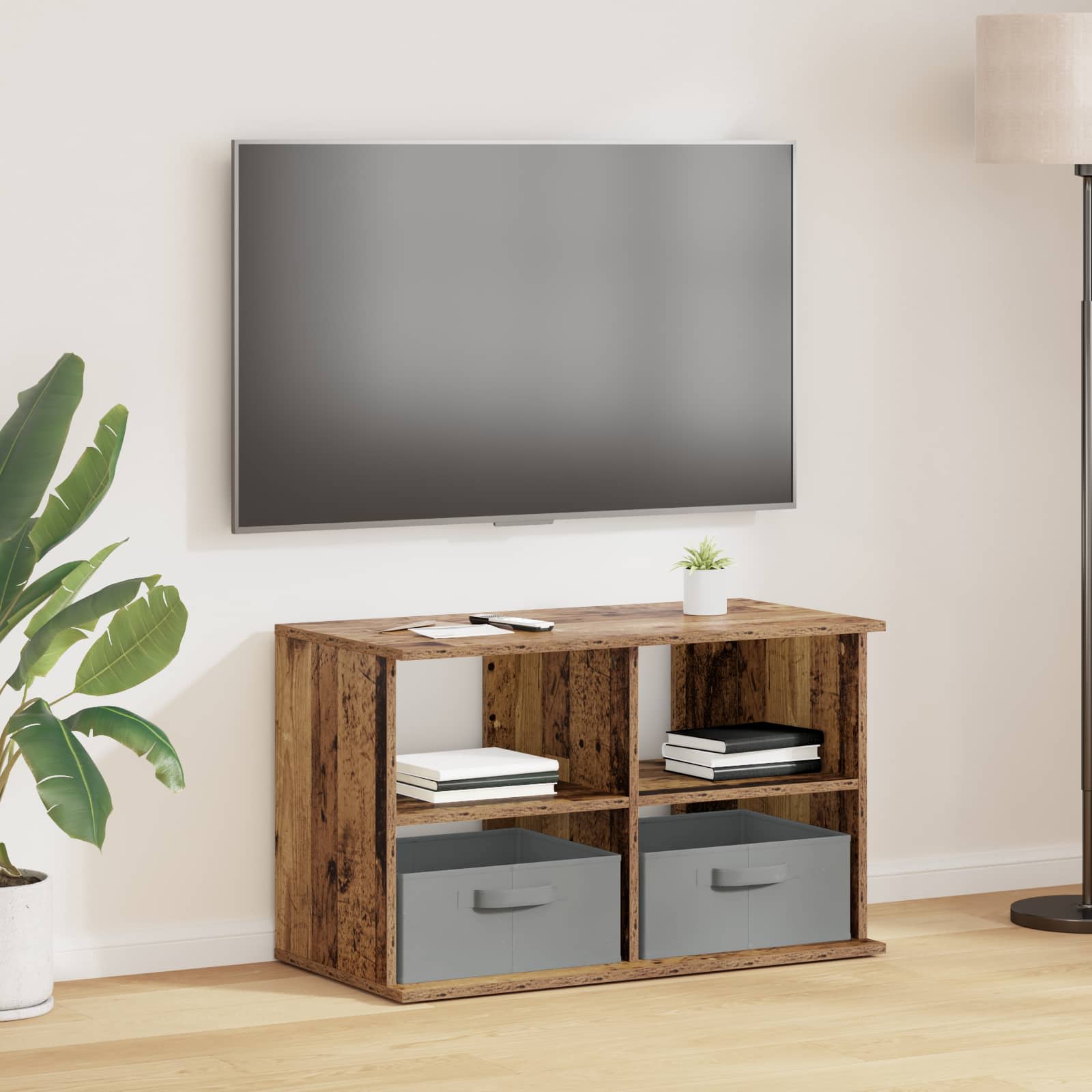 Mueble para televisión con cajón, madera antigua, 79 x 40 x 48 cm ...