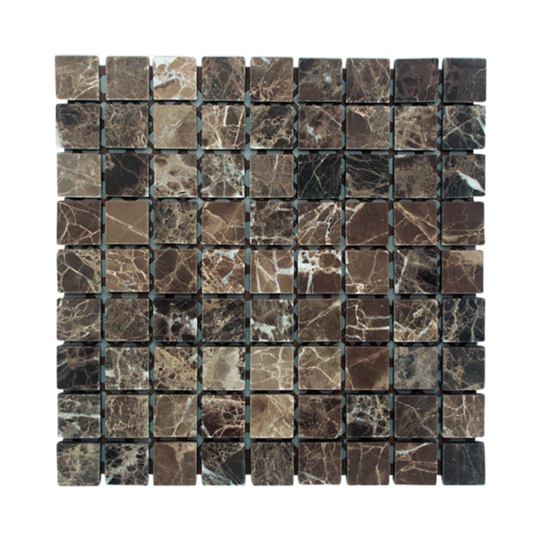 Piedra natural MÁRMOL MARRÓN EMPERADOR 30x30cm (3X3cm) acabado Anticato ...