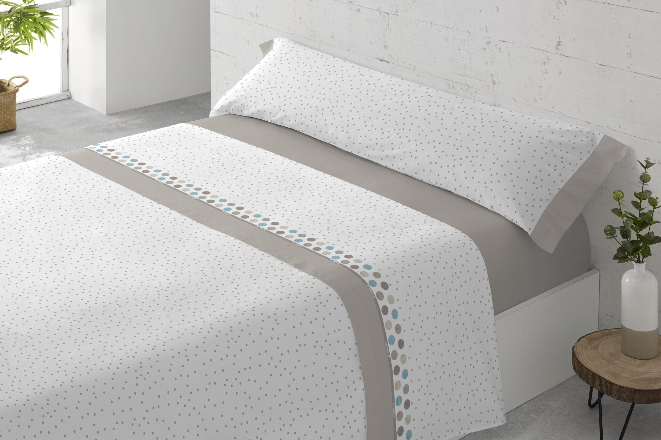 Juego de Sábanas 4 Piezas 50% Algodón 50% Poliéster Volga Beige para ...