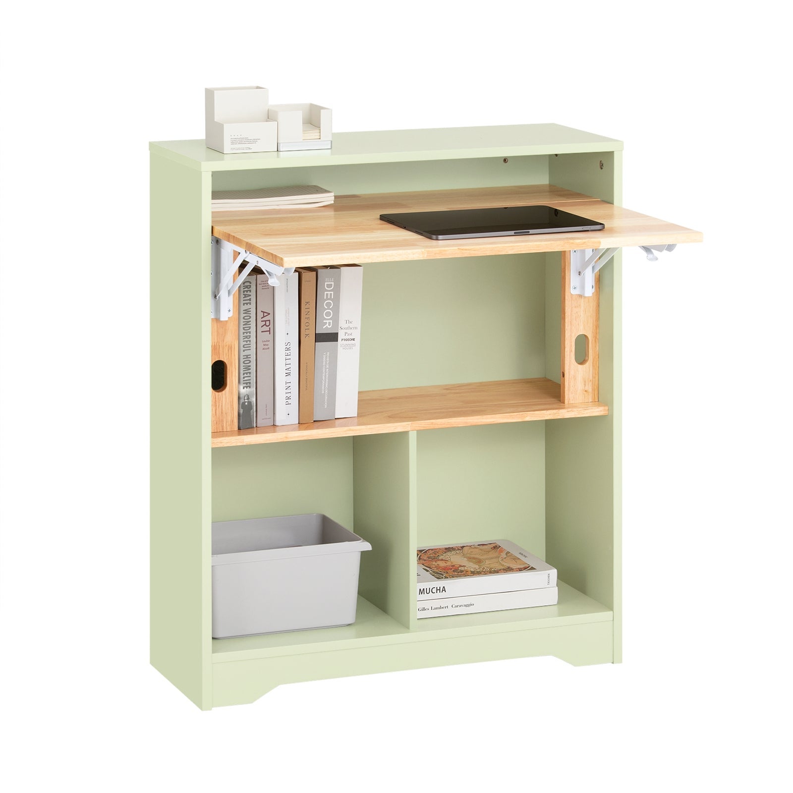 SoBuy FWT104-GR Bureau Pliant, Petite Bureau avec Etagères de Rangement ...