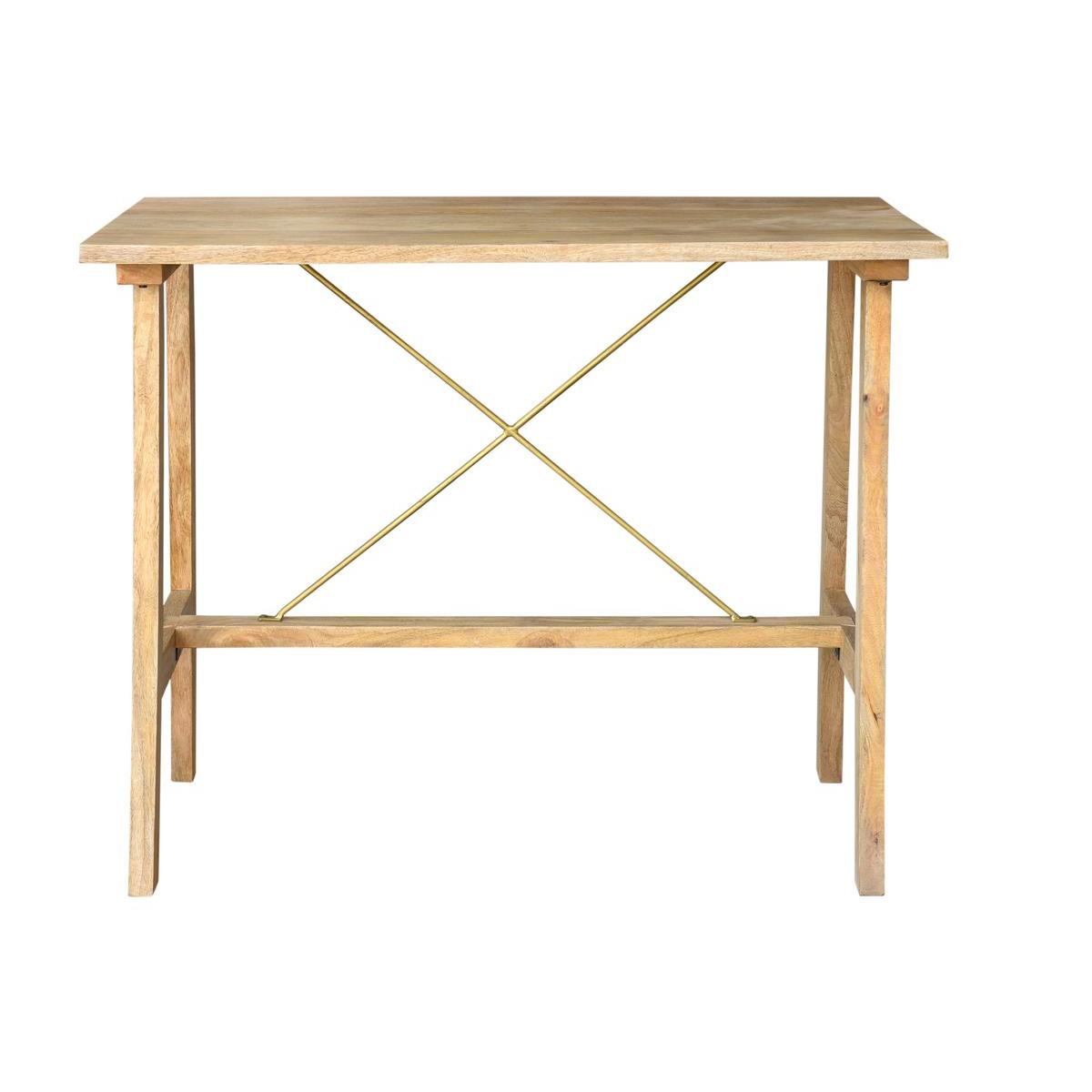 Table de bar en bois manguier massif et métal doré L130 cm MARGHA ...