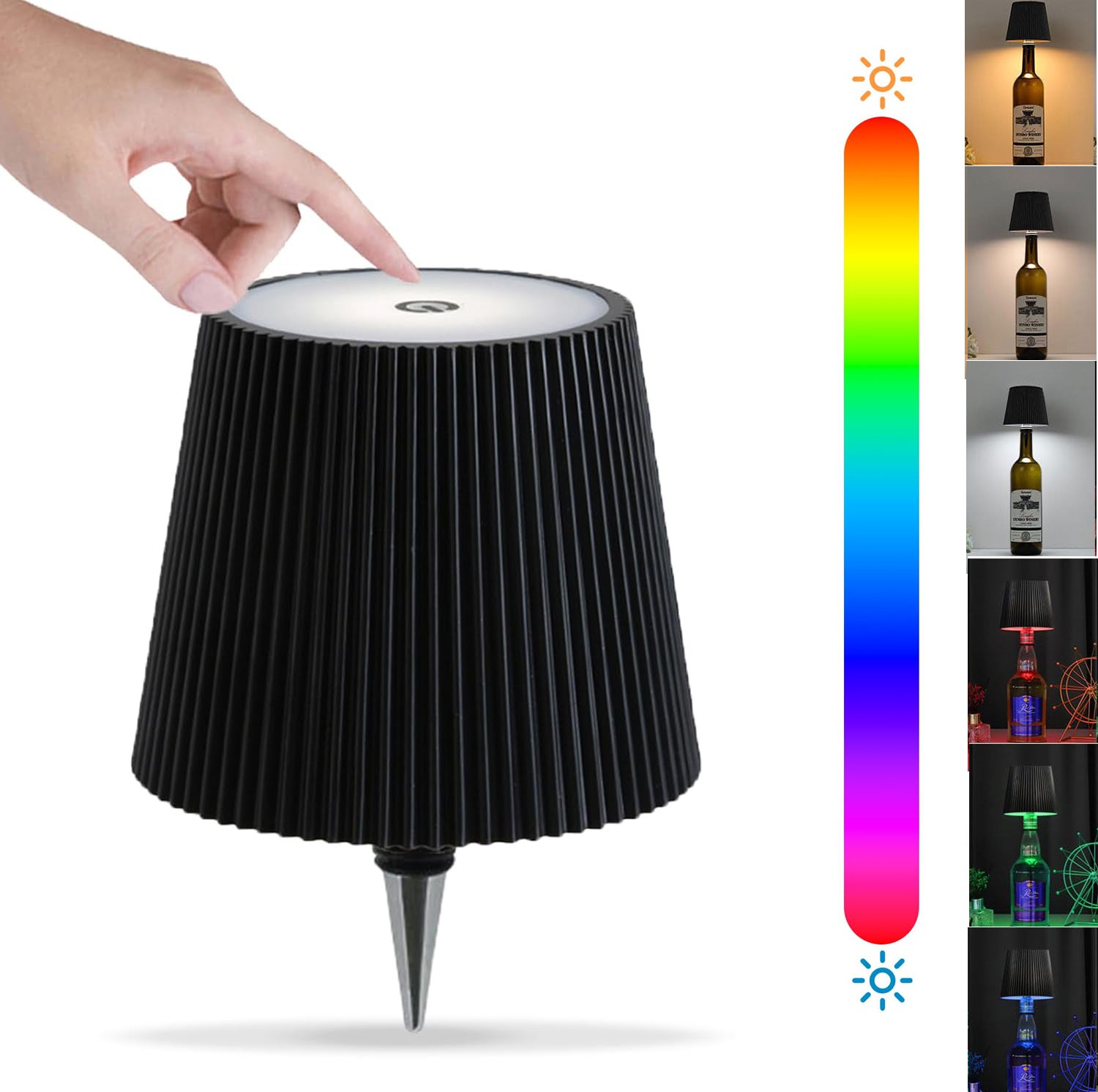 Lámpara de mesa LED RGB de 3 colores, luz inalámbrica para botella de ...