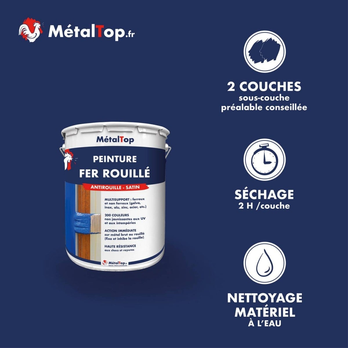 Peinture Fer Rouille - Metaltop - Gris brun - RAL 7013 - Bombe 400mL ...