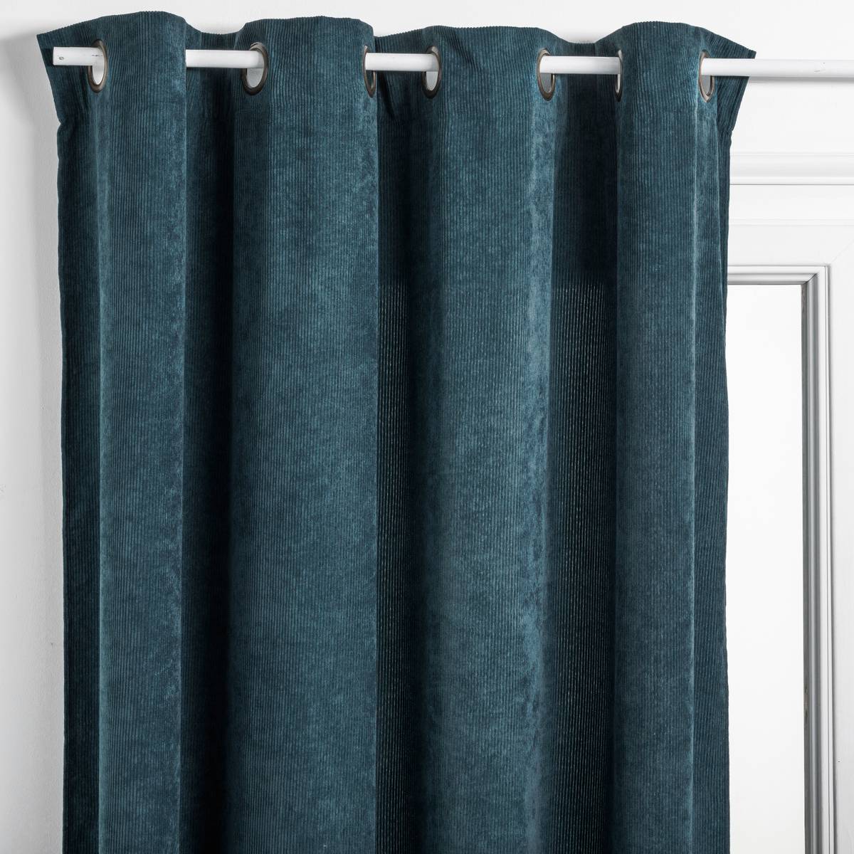 Rideau "Velours Cotelé" à oeillets - bleu 140x260 cm - Atmosphera ...