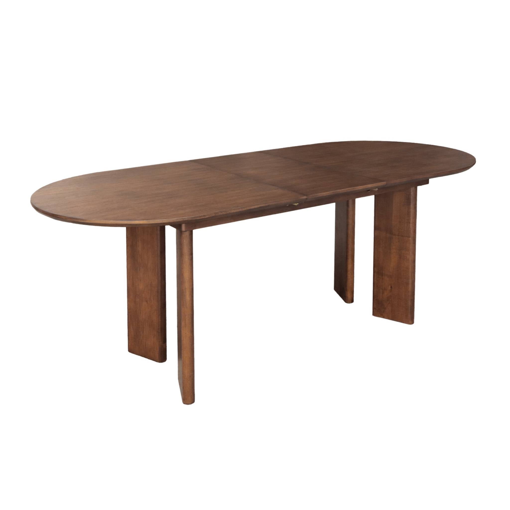 Table à manger oblongue extensible bois d'hévéa et placage chêne noyer ...