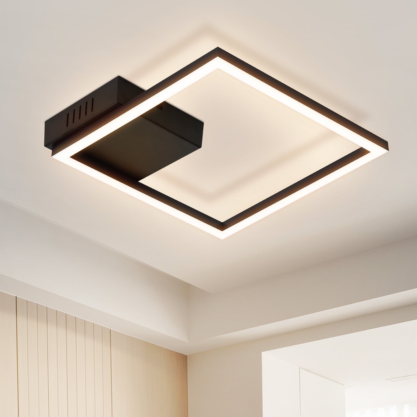 NETTLIFE Plafonnier LED plafonnier cuisine blanc chaud noir design ...