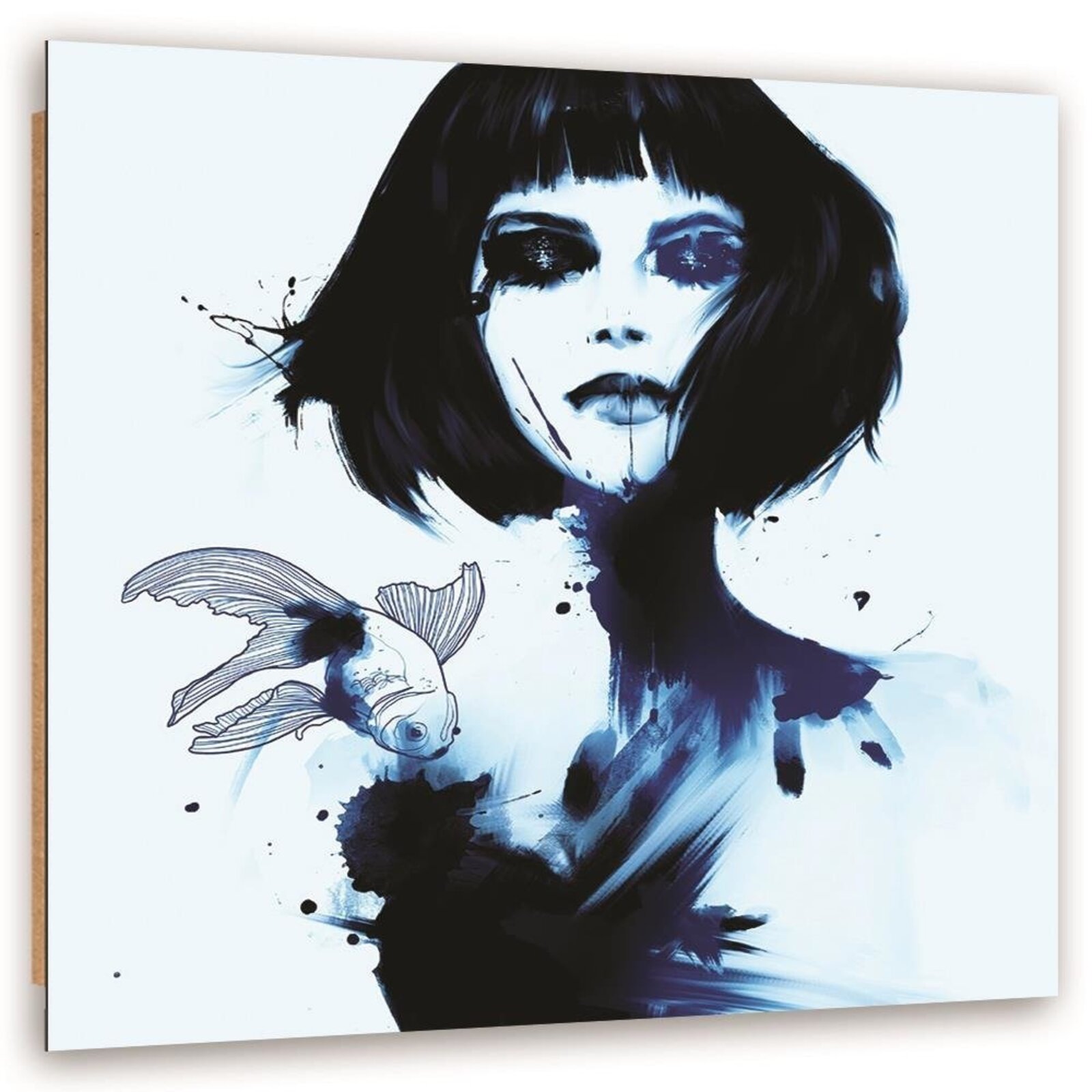 Tableau femme bois et poisson - 80 x 80 cm | Leroy Merlin