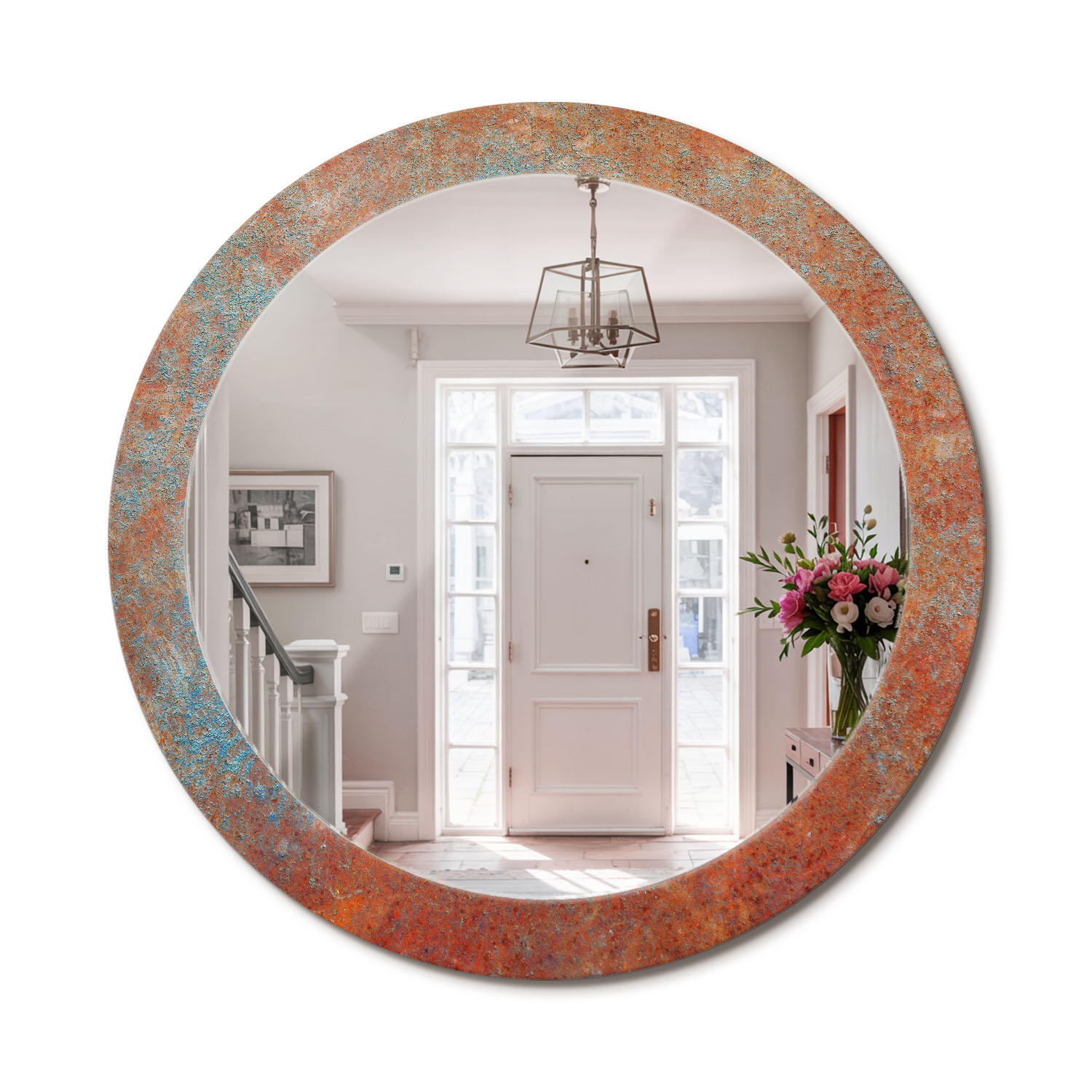 Espejo mural decorativo de forma redonda en vidrio impreso Metal ...