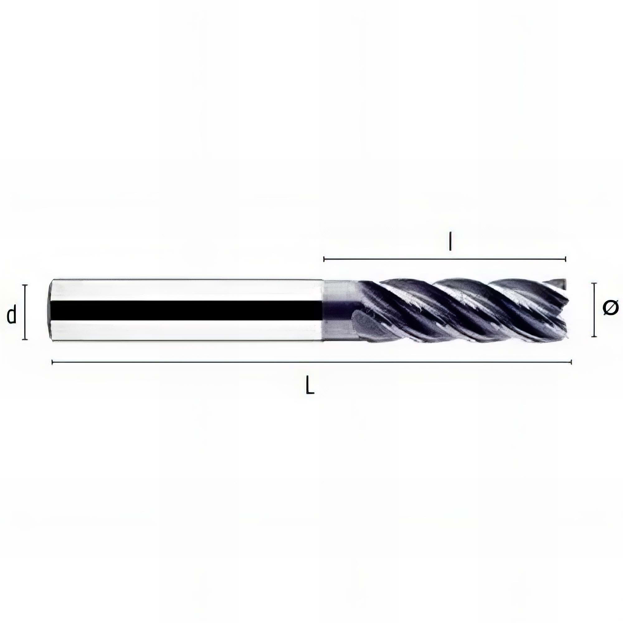 Fraise métal carbure HM-MD DIN6527EL D. 16 x Lt. 108 x lu. 48 x di. 16 ...