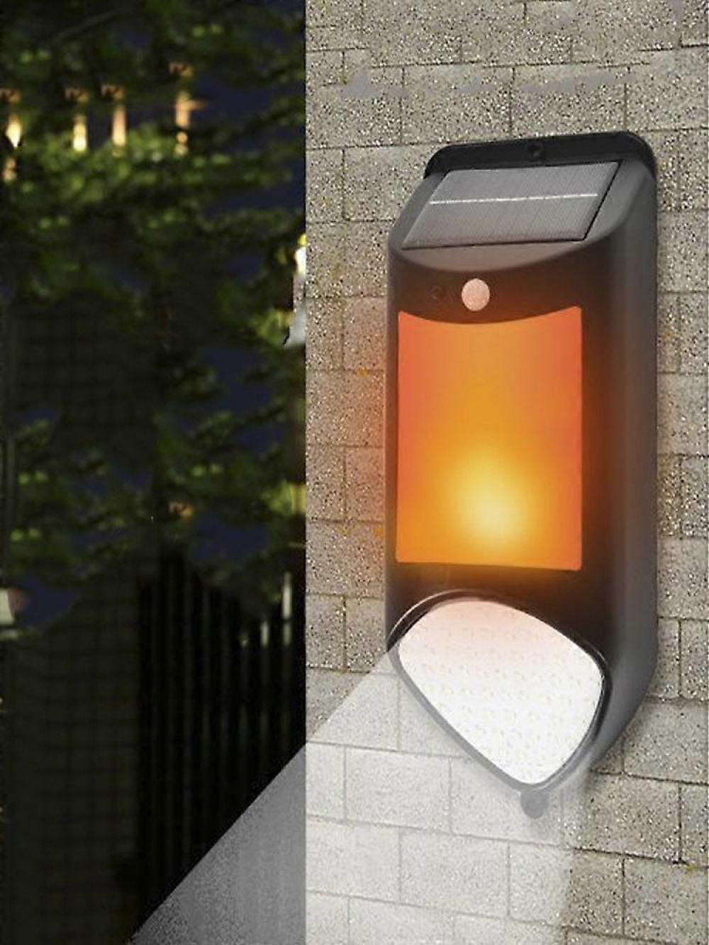 Lampe LED solaire d'extérieur avec capteur de flamme, applique murale ...