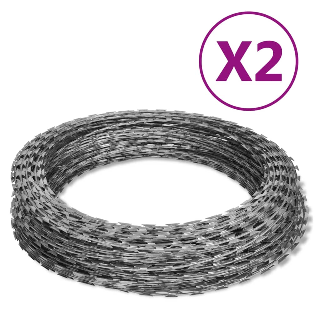Rollos de alambre de púas helicoidal 2 piezas acero galvanizado 60 m ...