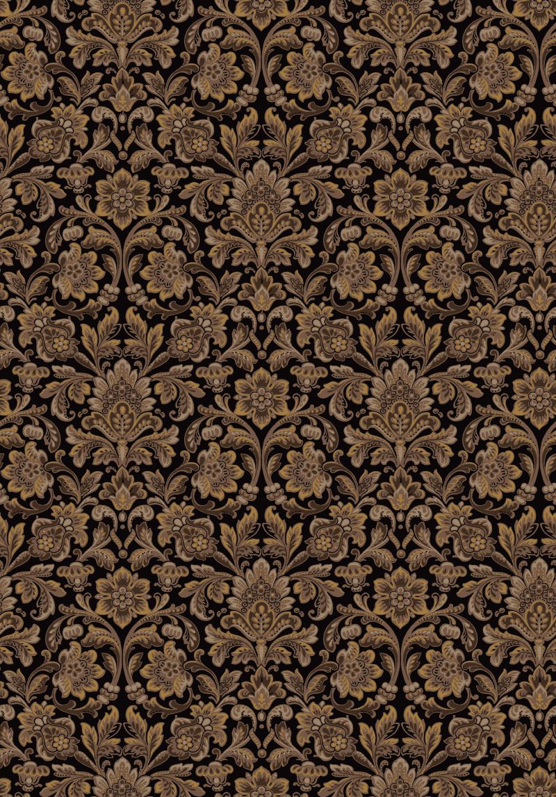 Papier Peint intissé impression ultra mat baroque brun foncé et noir ...