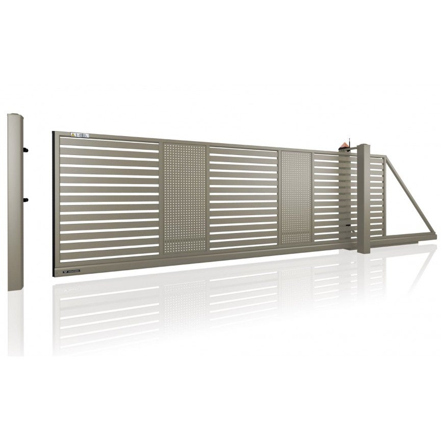 Portail coulissant MODERN AW.10.108 - P gris avec motorisation intégrée ...