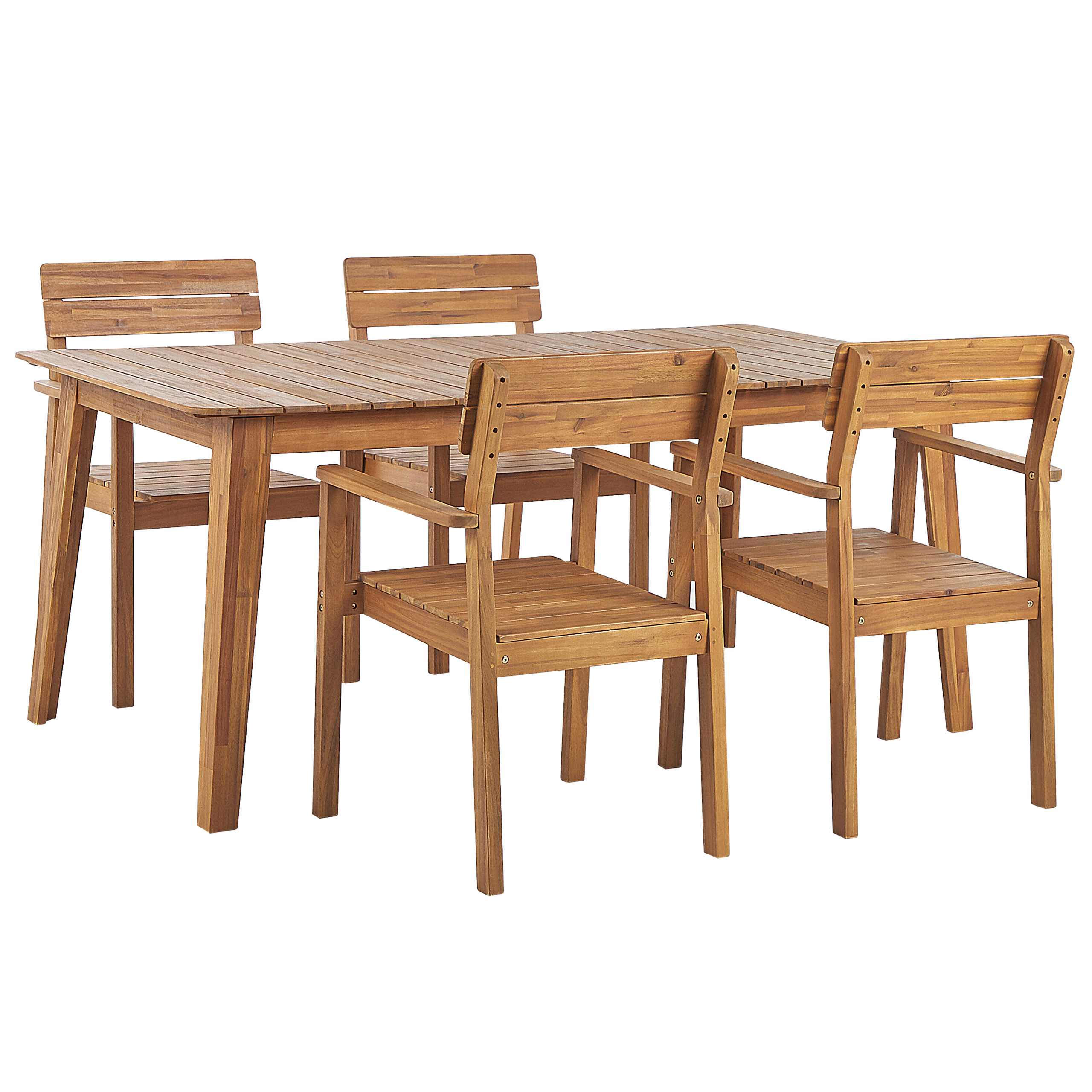 Set da pranzo per 4 persone FORNELLI Legno d'acacia Legno chiaro ...
