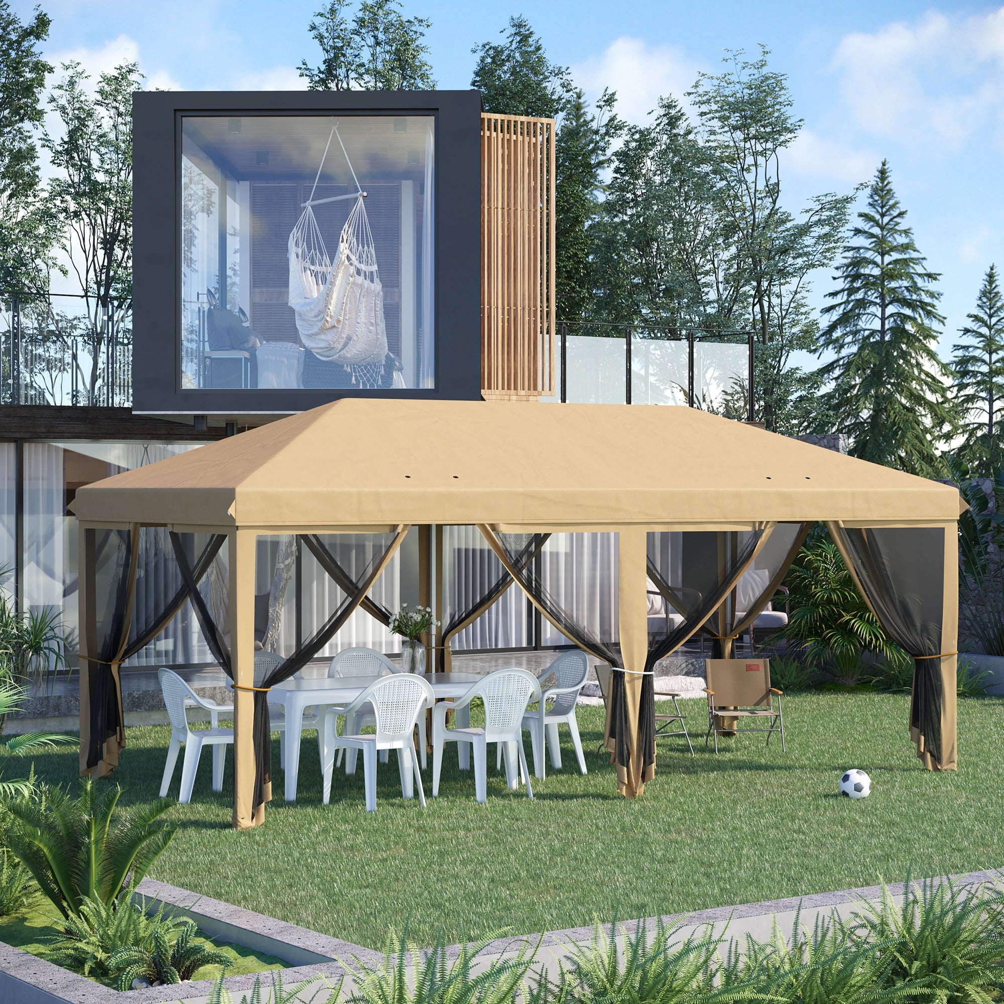 Tonnelle Barnum Pliant Pop-up 6 x 3 m moustiquaires amovibles + Sac de ...