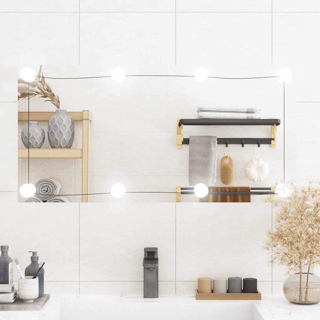 Espejo de pared con luces LED, 40x80 cm, cristal rectangular | Leroy Merlin