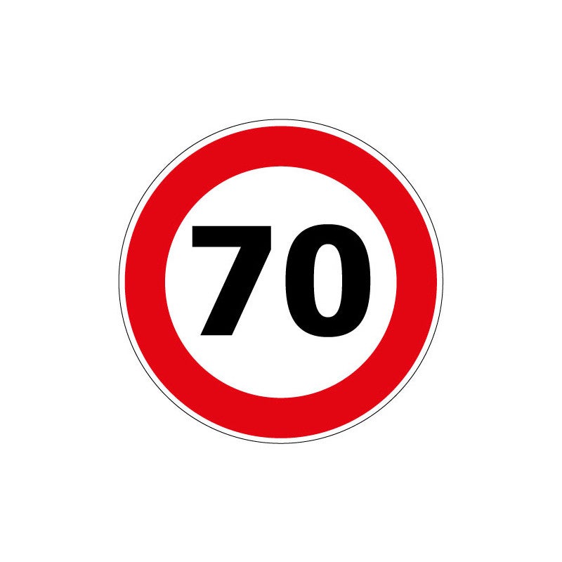 Panneau limitation de vitesse 70 km/h, Diamètre 350 mm (35 cm), Adhésif ...