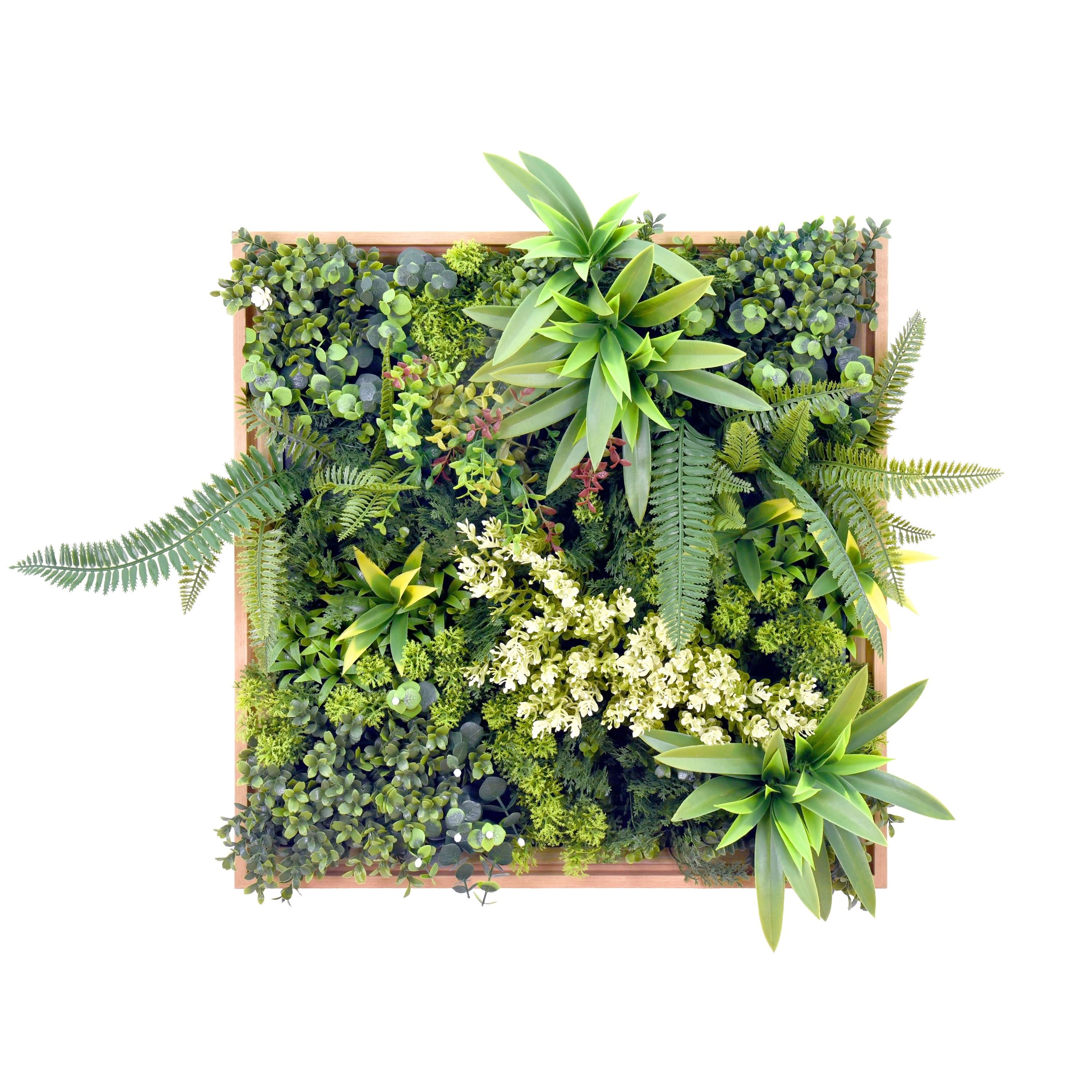 Cuadro vegetal artificial Emma Verde y blanco 50 x 50 cm | Naturing ...