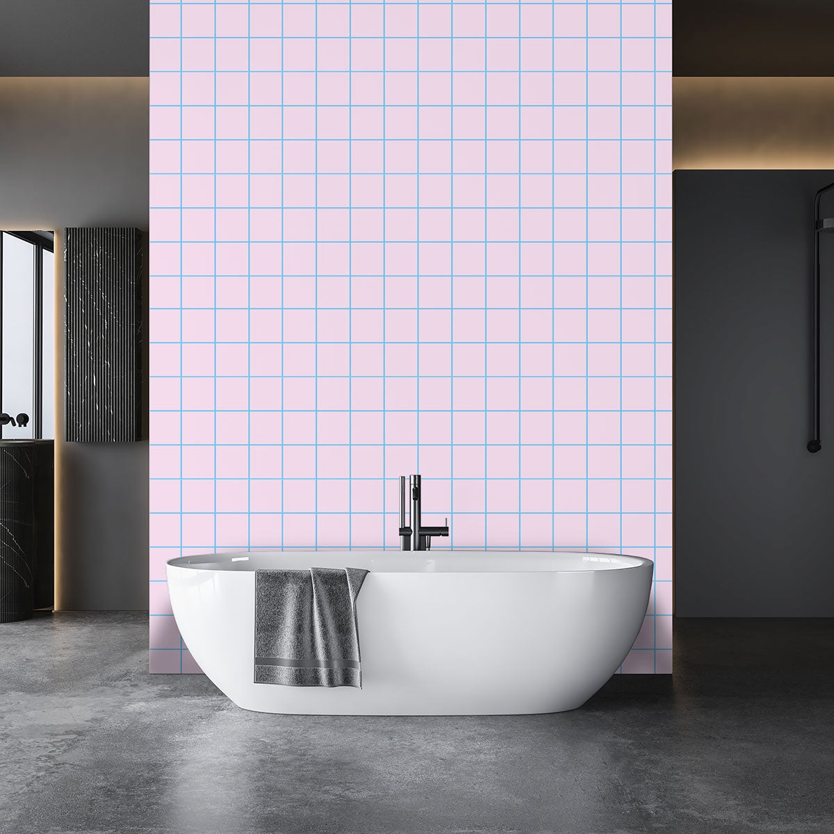 Papel pintado Cuadrados rosa pastel | Leroy Merlin