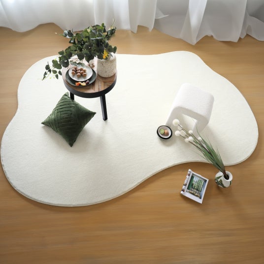 Tapis contemporain de forme organique - Influence - Blanc crème - 120 x ...