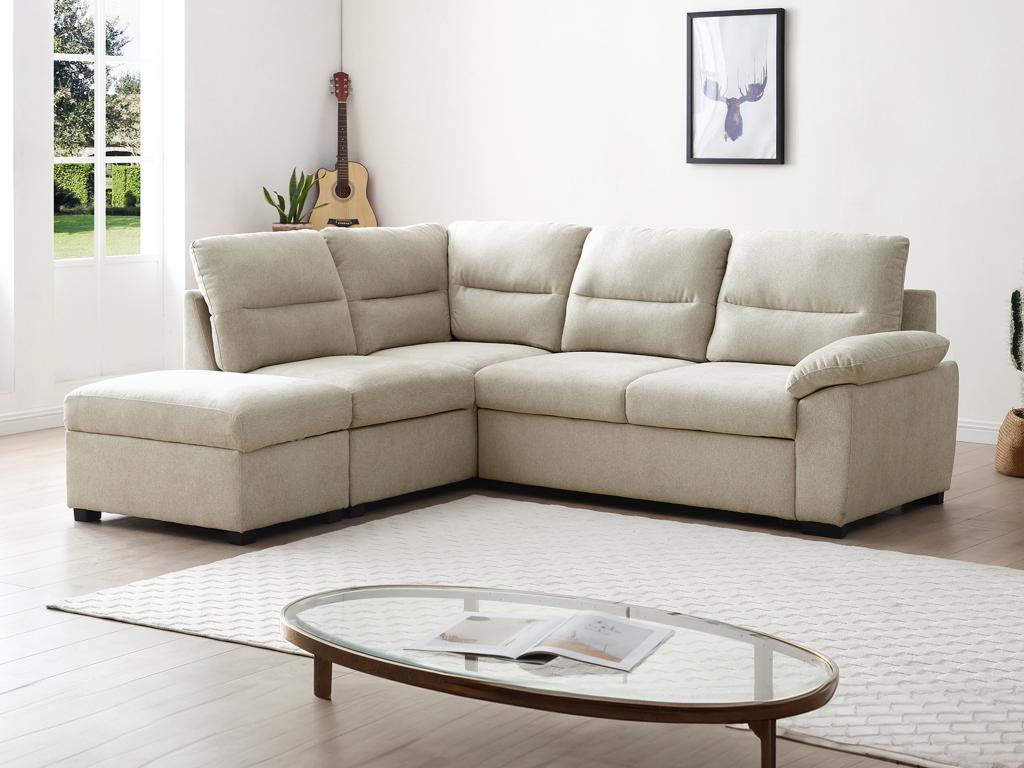 Divano letto in Tessuto Beige - Angolo a sinistra - TOLMINA | Leroy Merlin