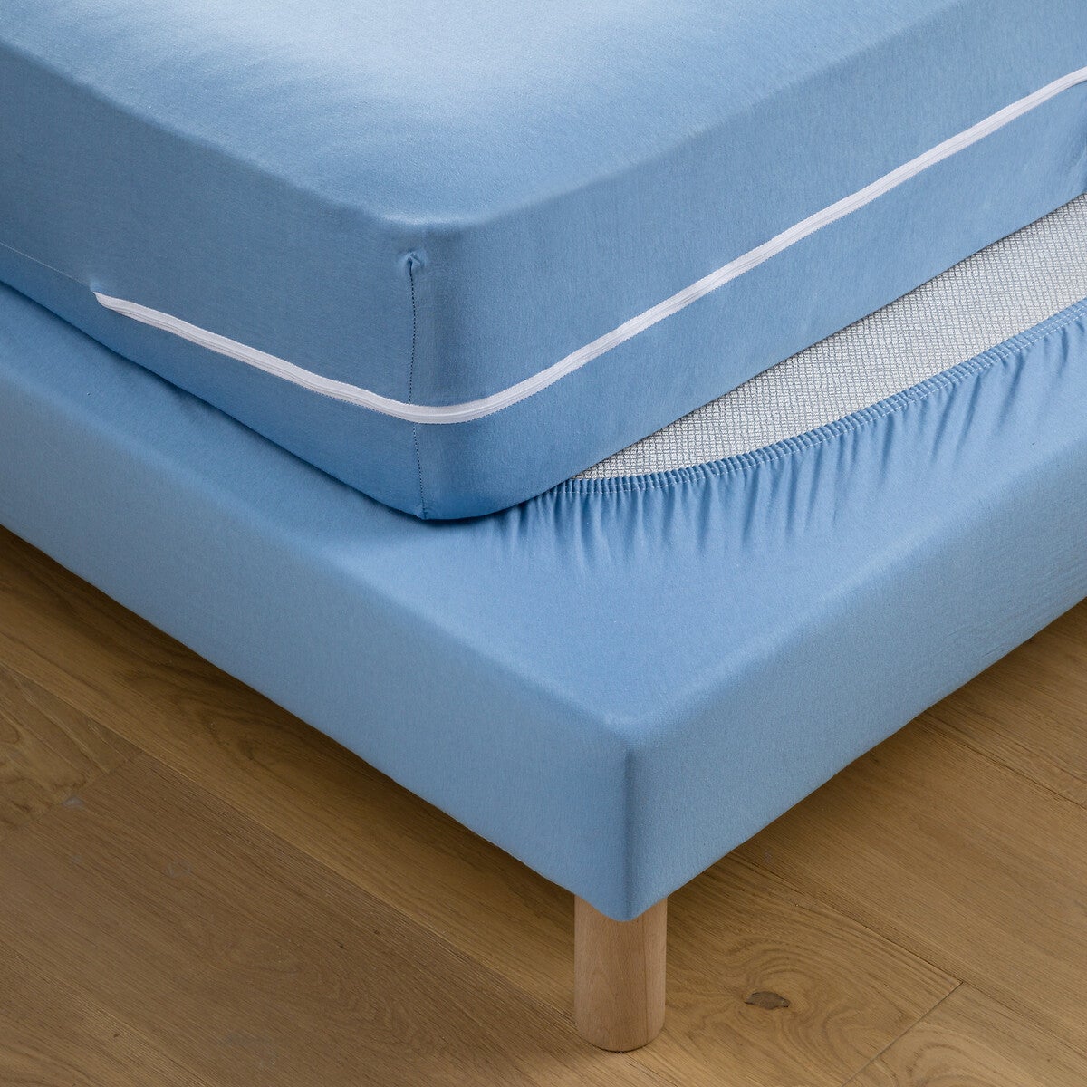 Housse intégrale matelas jersey - Bleu - 140 x 190 cm | Leroy Merlin