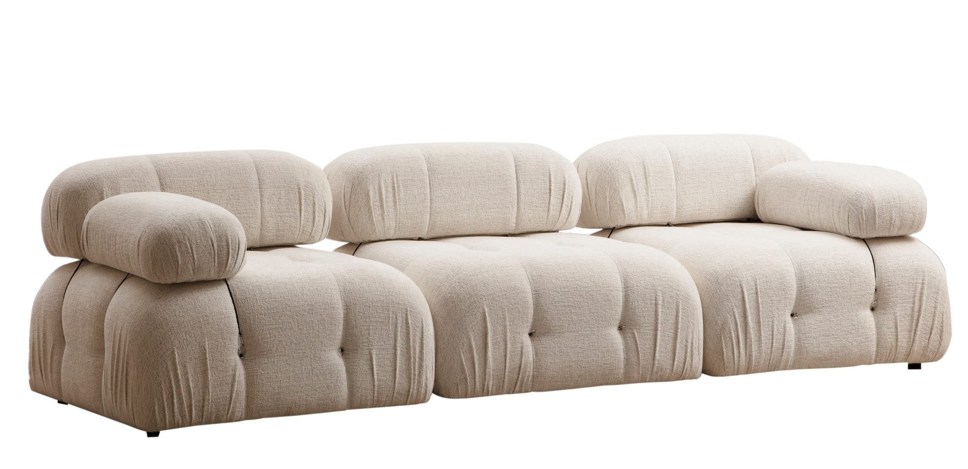 Canapé modulable 3 places velours Bubble-Couleur Crème | Leroy Merlin