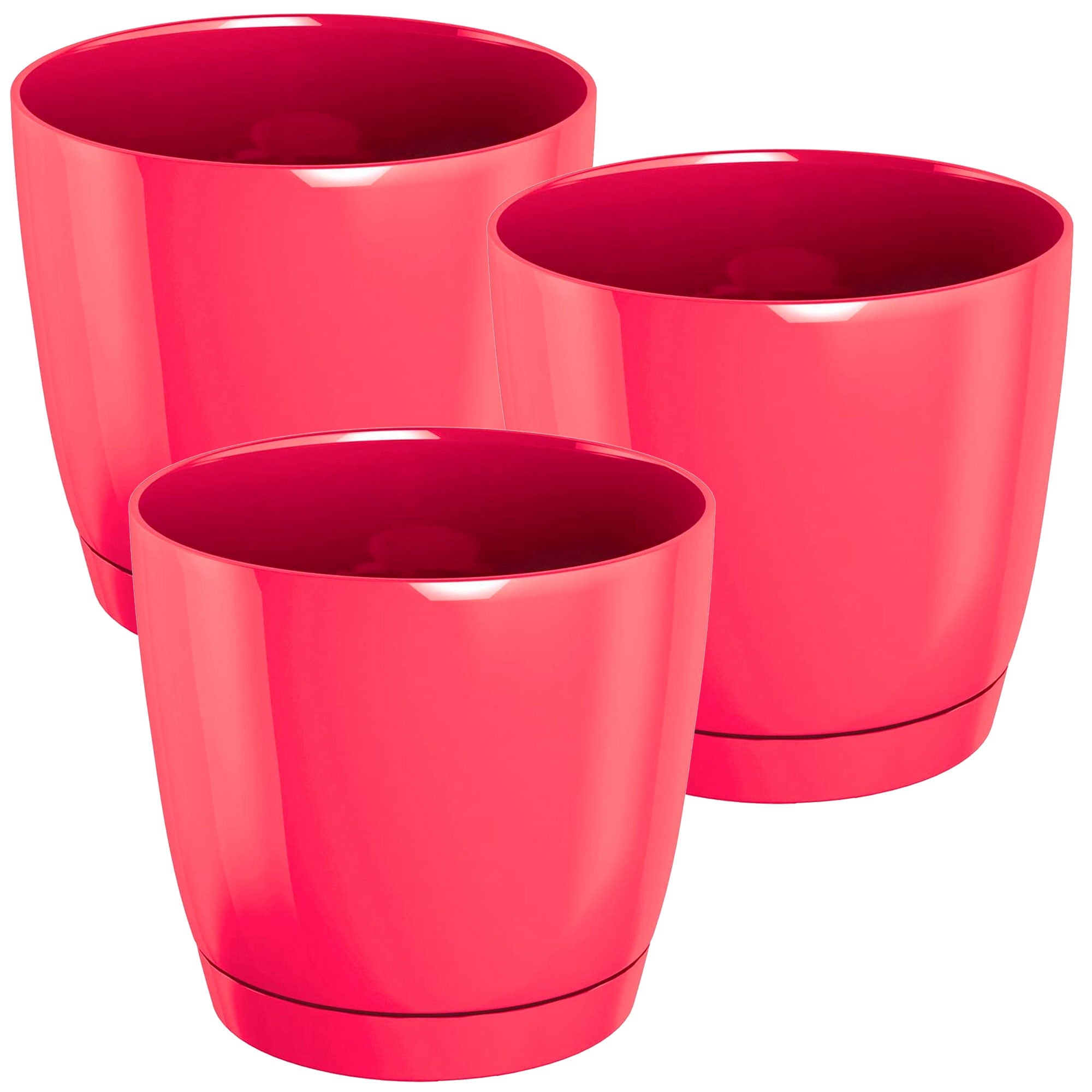 3 Pot plastique Coubi Round P Cerise 15,5 x 15,5 x 14,2 | Leroy Merlin