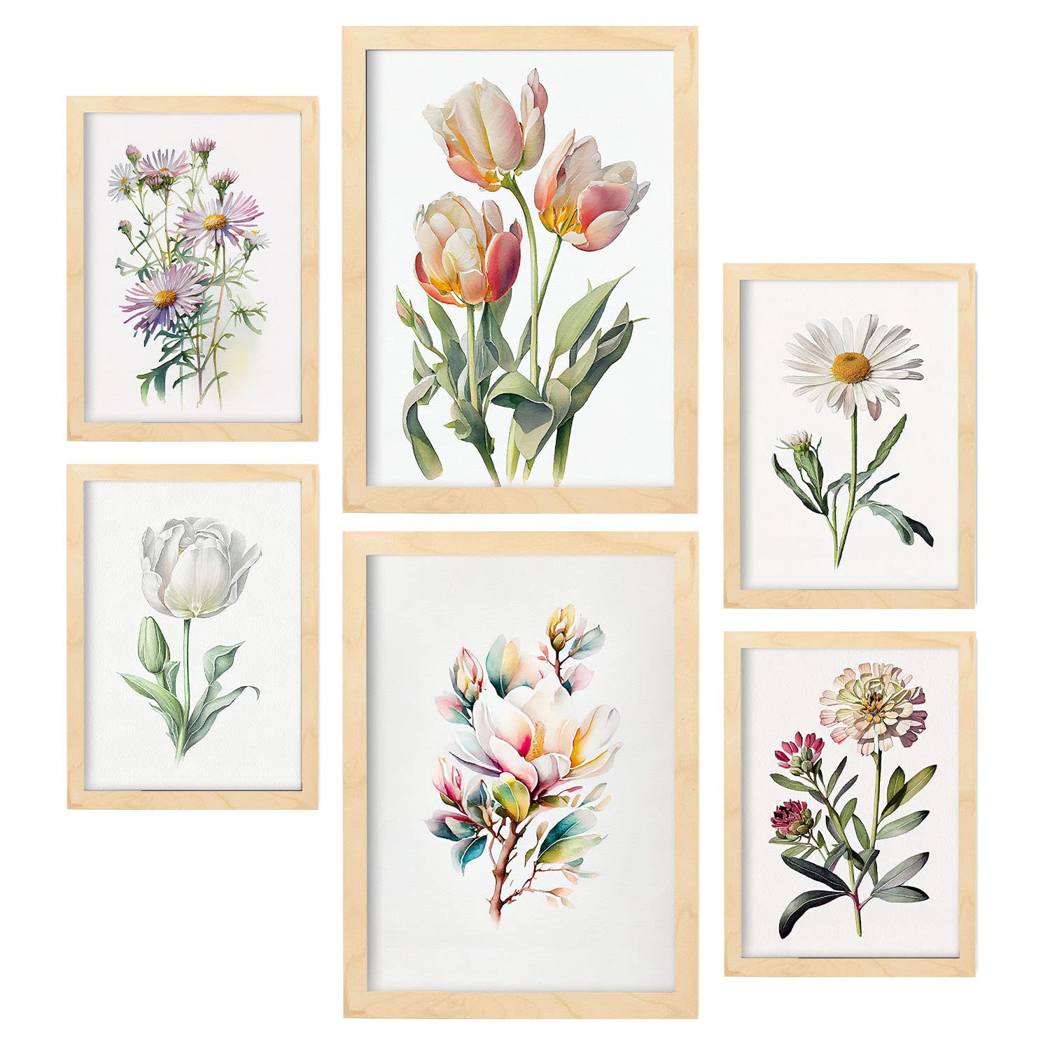 Nacnic Posters De Flores Pastel Ilustraciones De Naturaleza Y Botánica ...