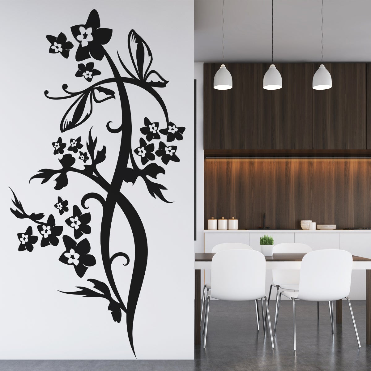 Sticker Mural - Branche florale - Noir - 97x188 cm | Leroy Merlin