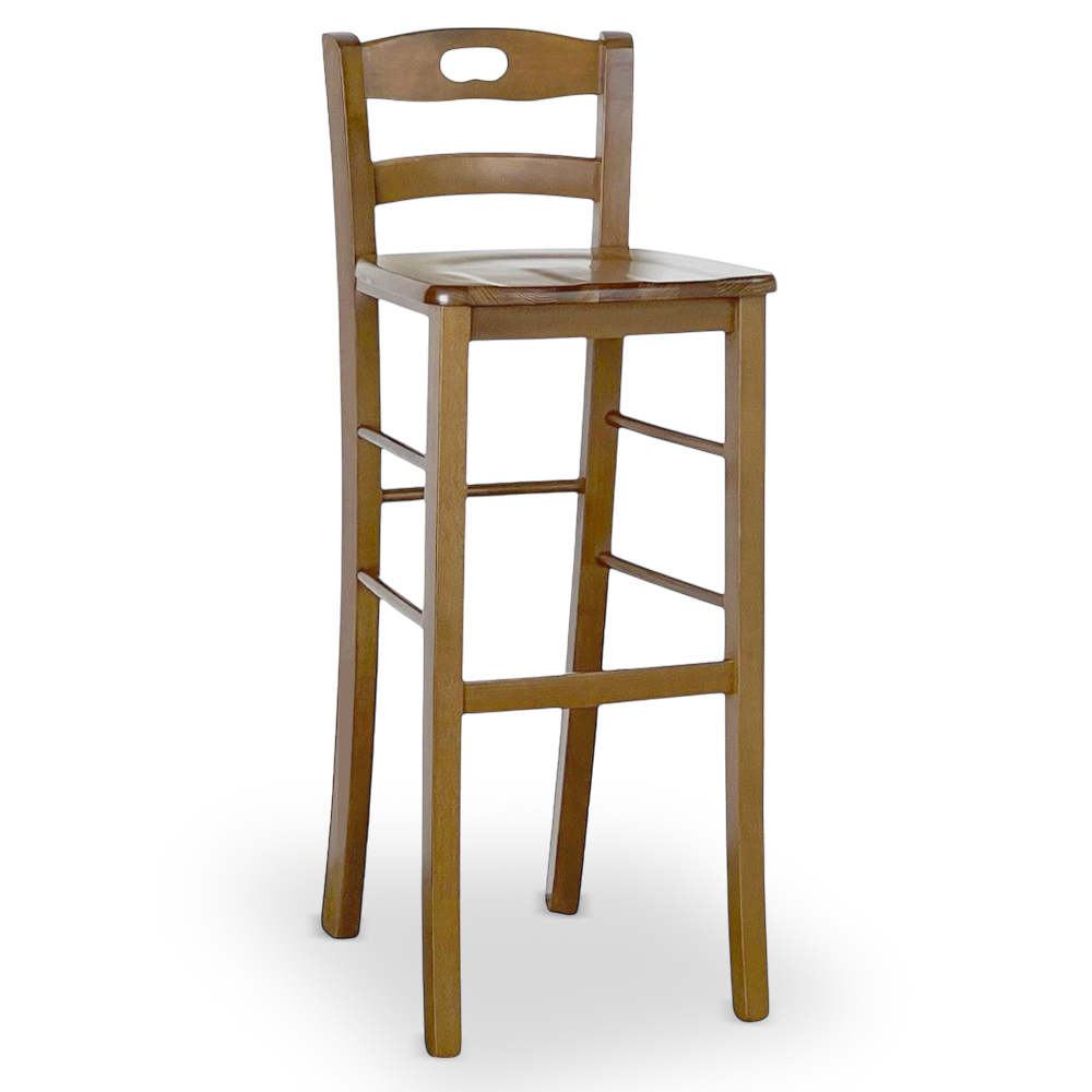 Taburete snack de 80 cm de altura en madera de nogal claro con mango y ...
