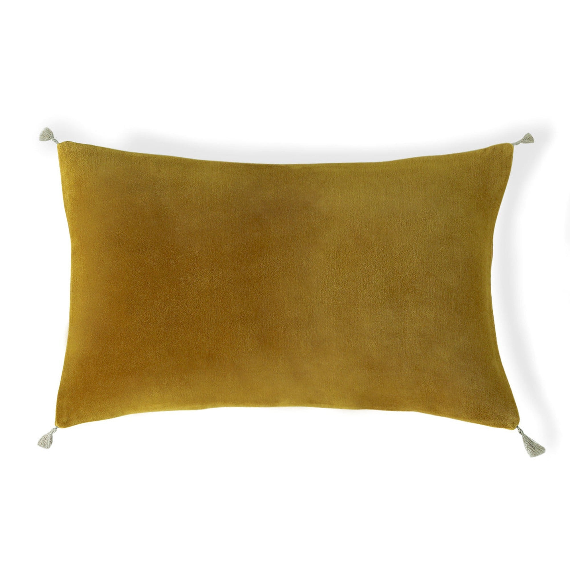 Housse de coussin 50x30 velours de coton jaune moutarde | Leroy Merlin