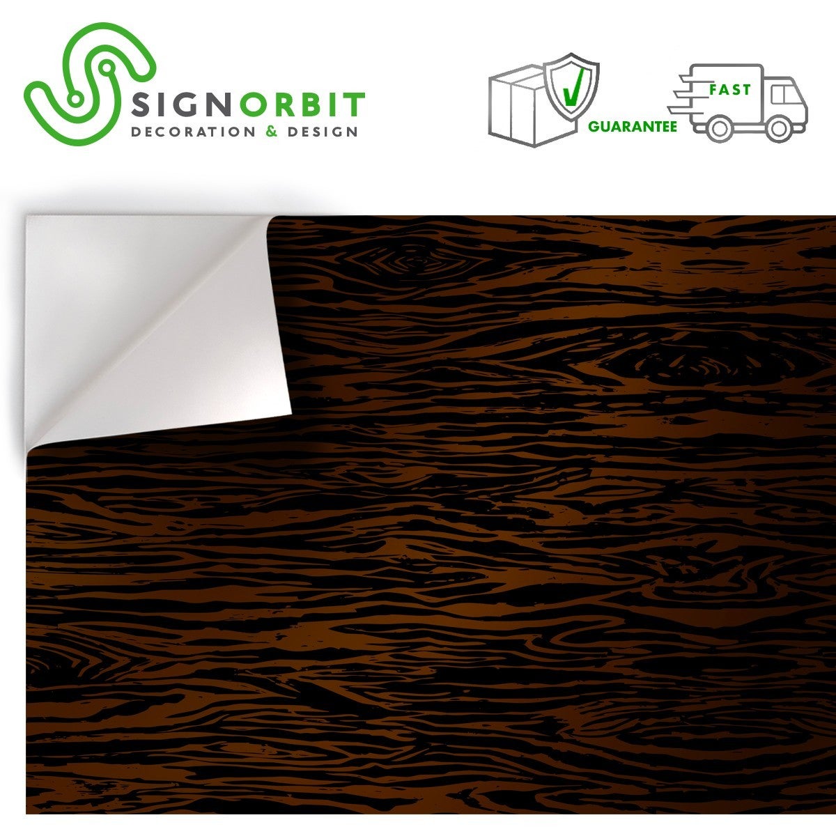 Film adhésif PVC finition mate - Texture grain de bois foncé - format ...