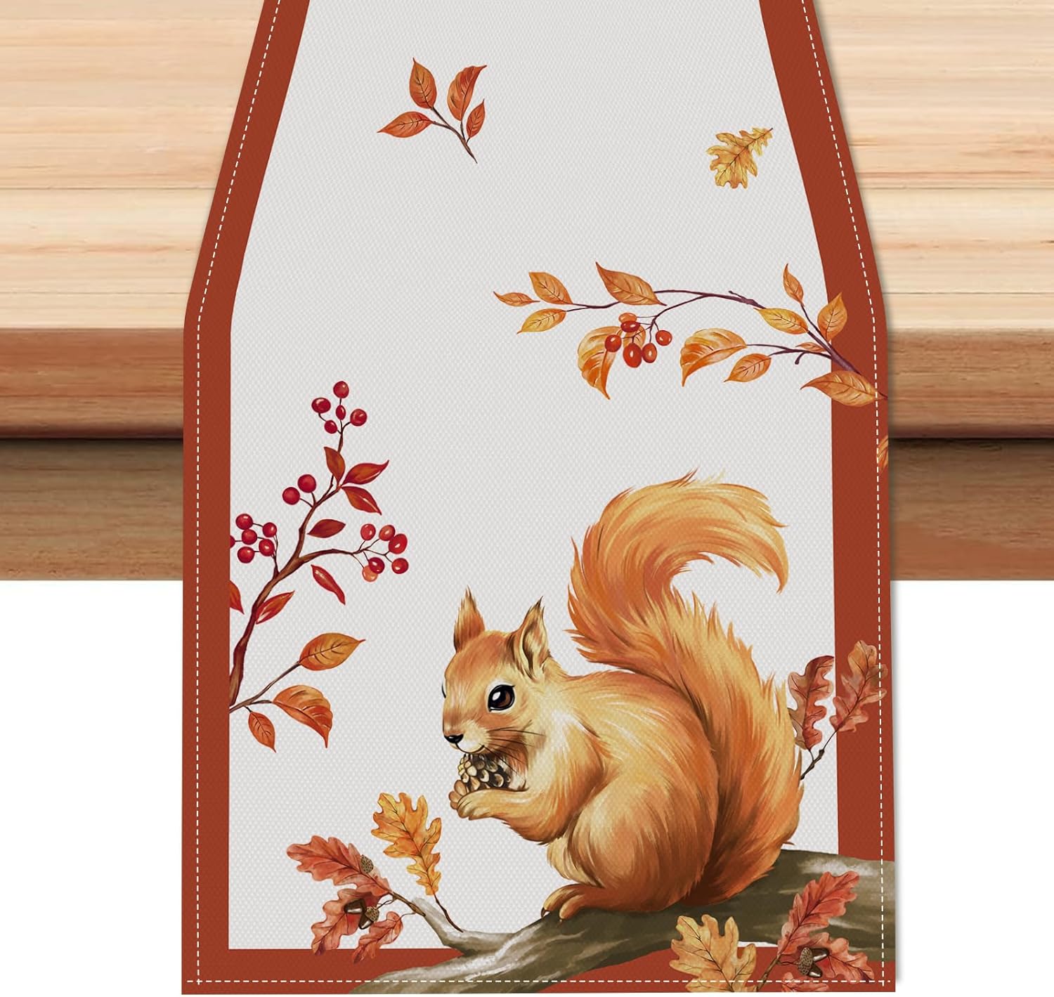 Chemin de table 33*183cm Automne Écureuil Hibou, Feuilles d'automne ...