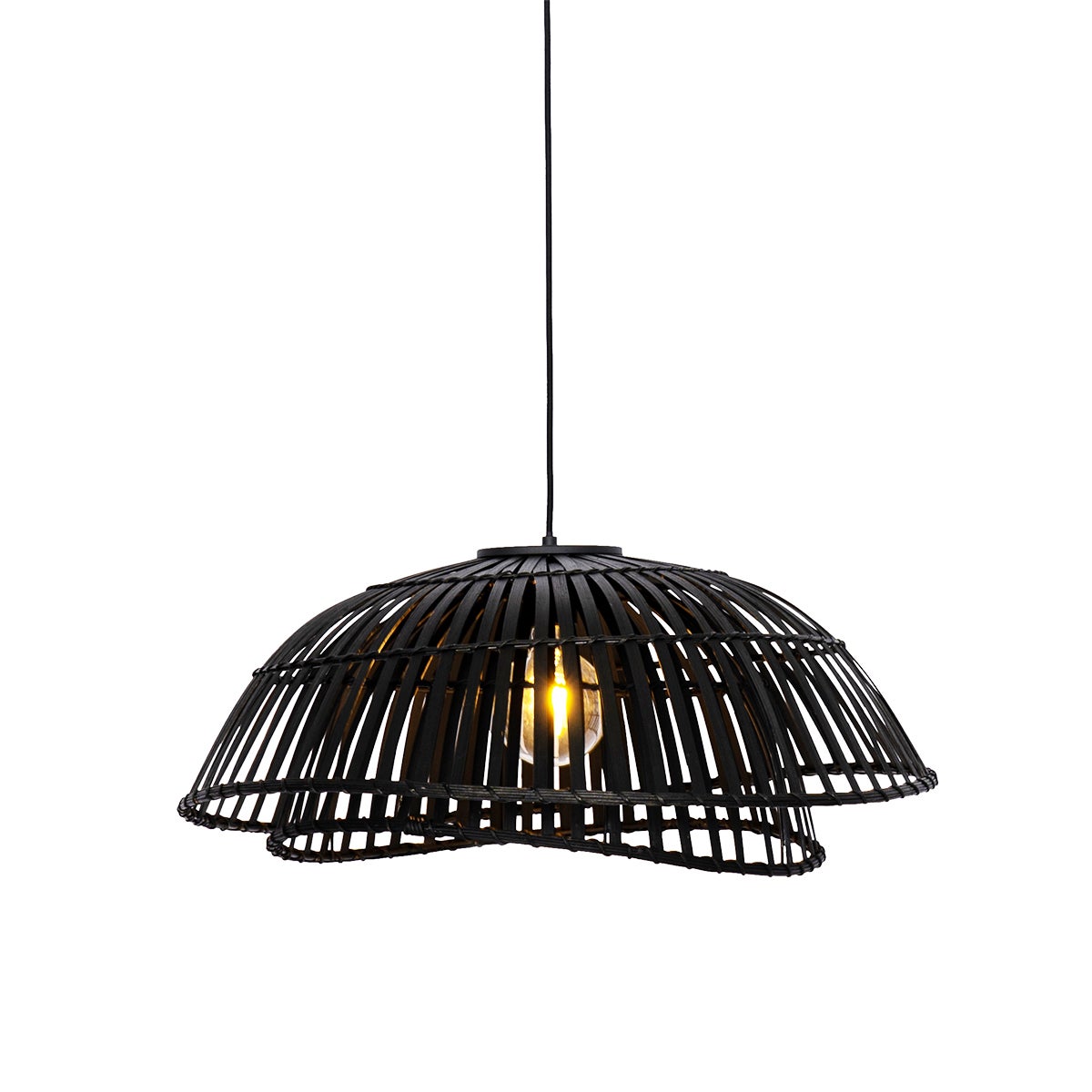 Suspension pua - 1 lumière - Ø 62 cm - Noir - Oriental - Éclairage ...