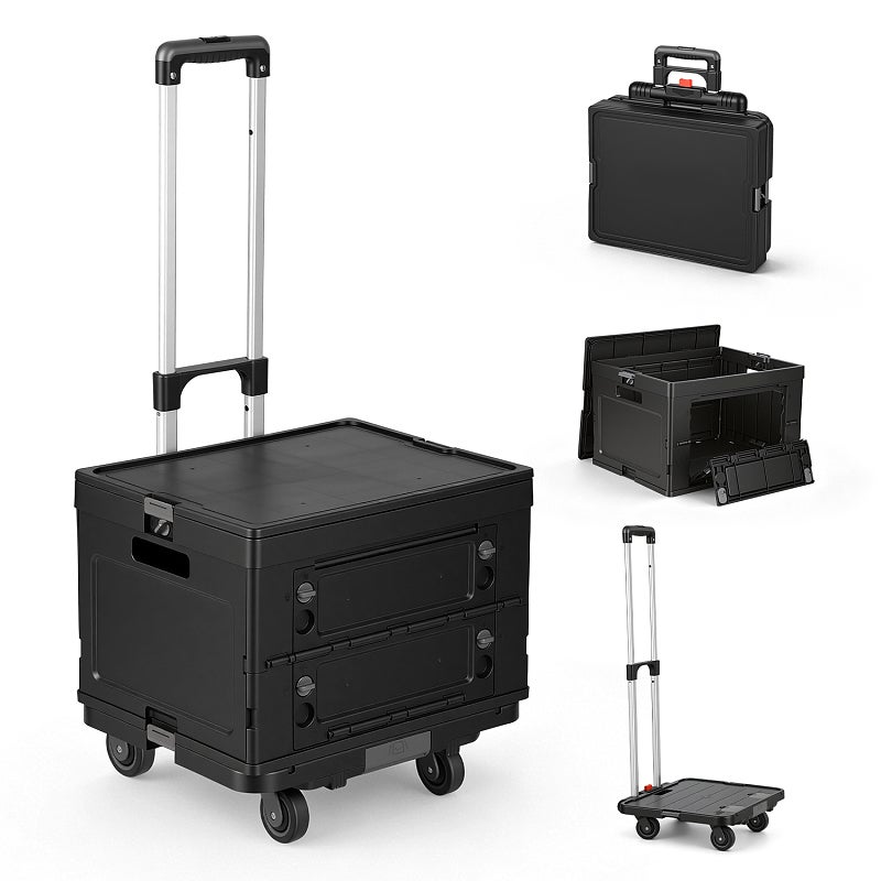 Carro de la compra plegable negro 48 L, carrito de transporte de ...