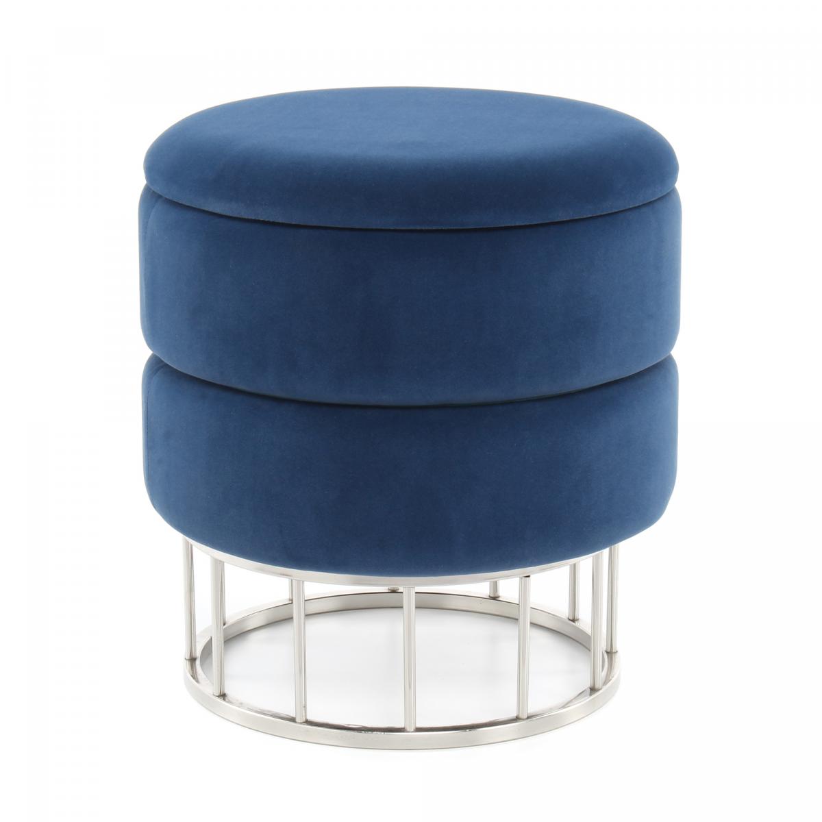 Tabouret fait main ZASE Bleu 37x37 BSCI en polyester doux et soyeux ...