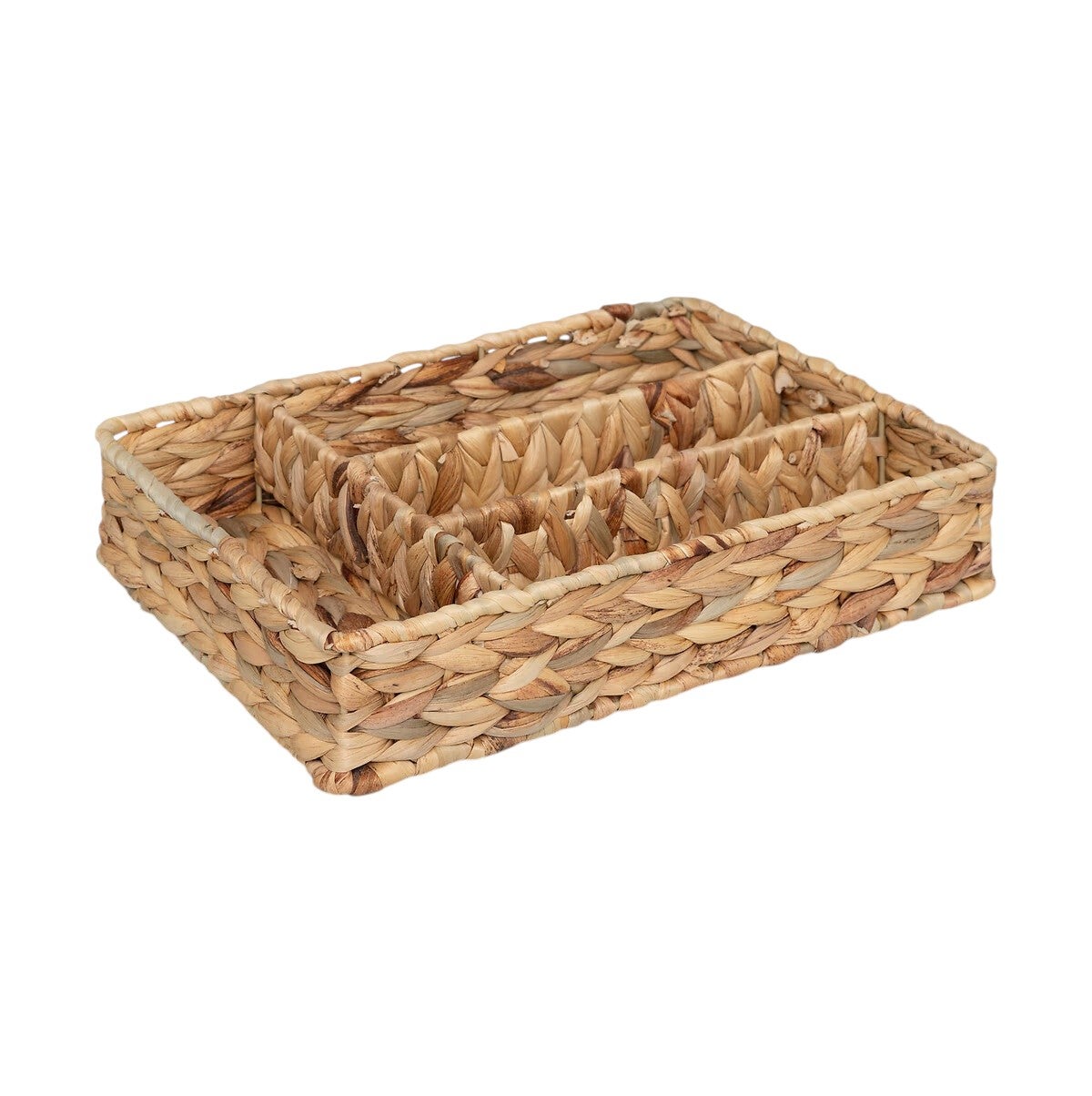 Range couverts en jacinthe tressé 4 compartiments 24 x 34 cm beige ...