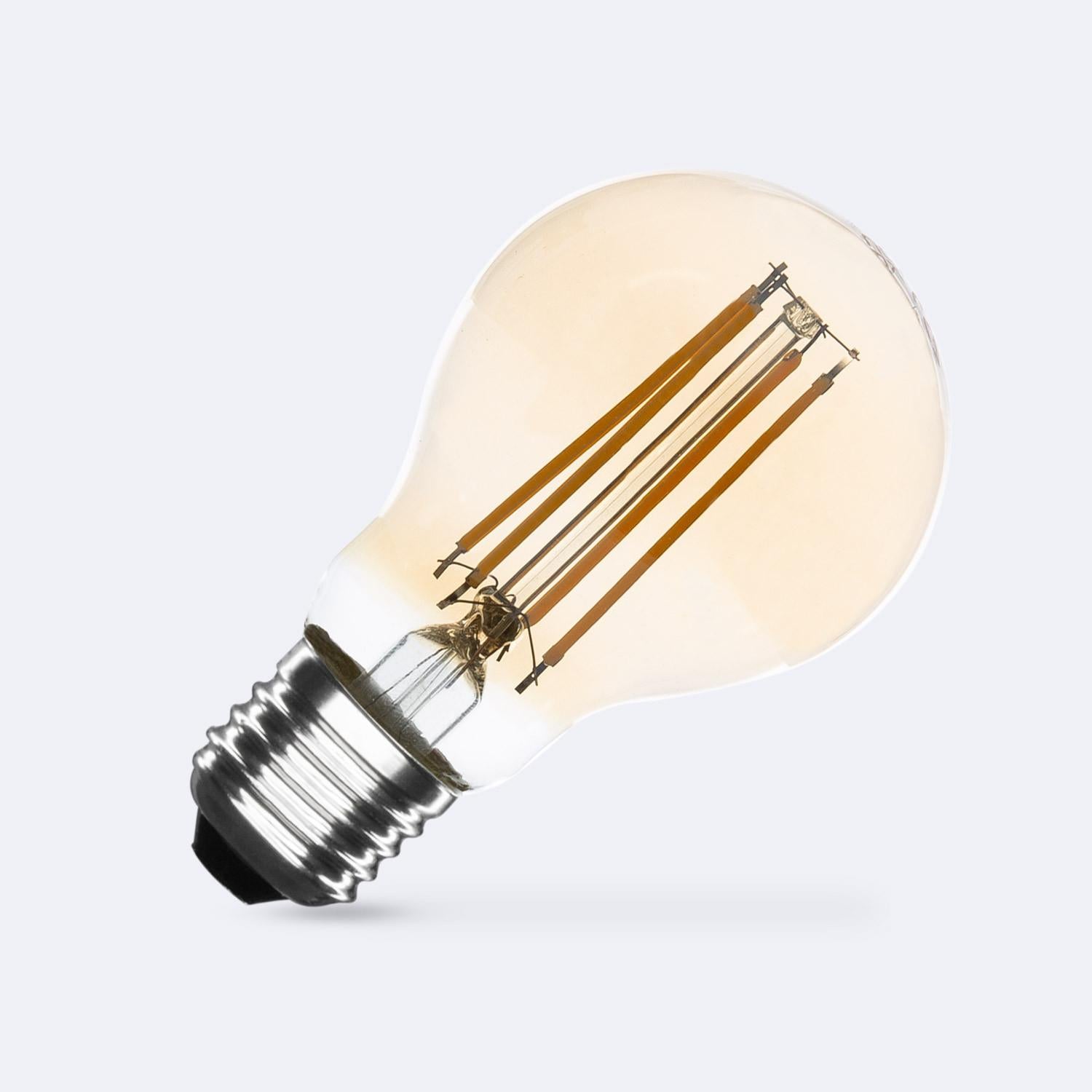 Ampoule LED Filament E27 8W 750 lm Dimmable A60 Gold Blanc chaud No Flicker 2700K | Leroy Merlin