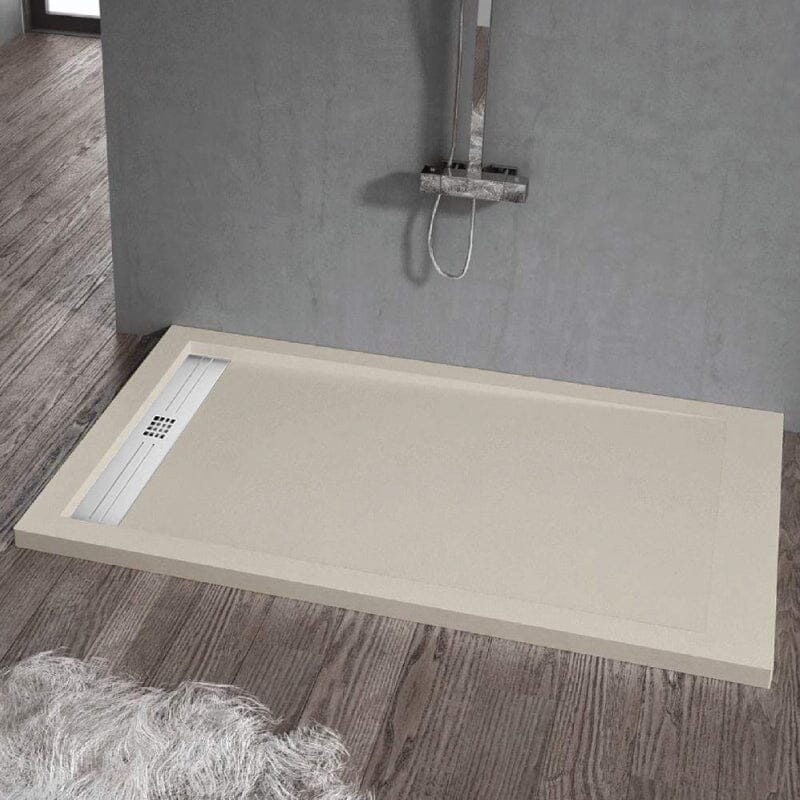 Plato de ducha resina ELITE crema 90x130cm rejilla acero inox. | Leroy ...