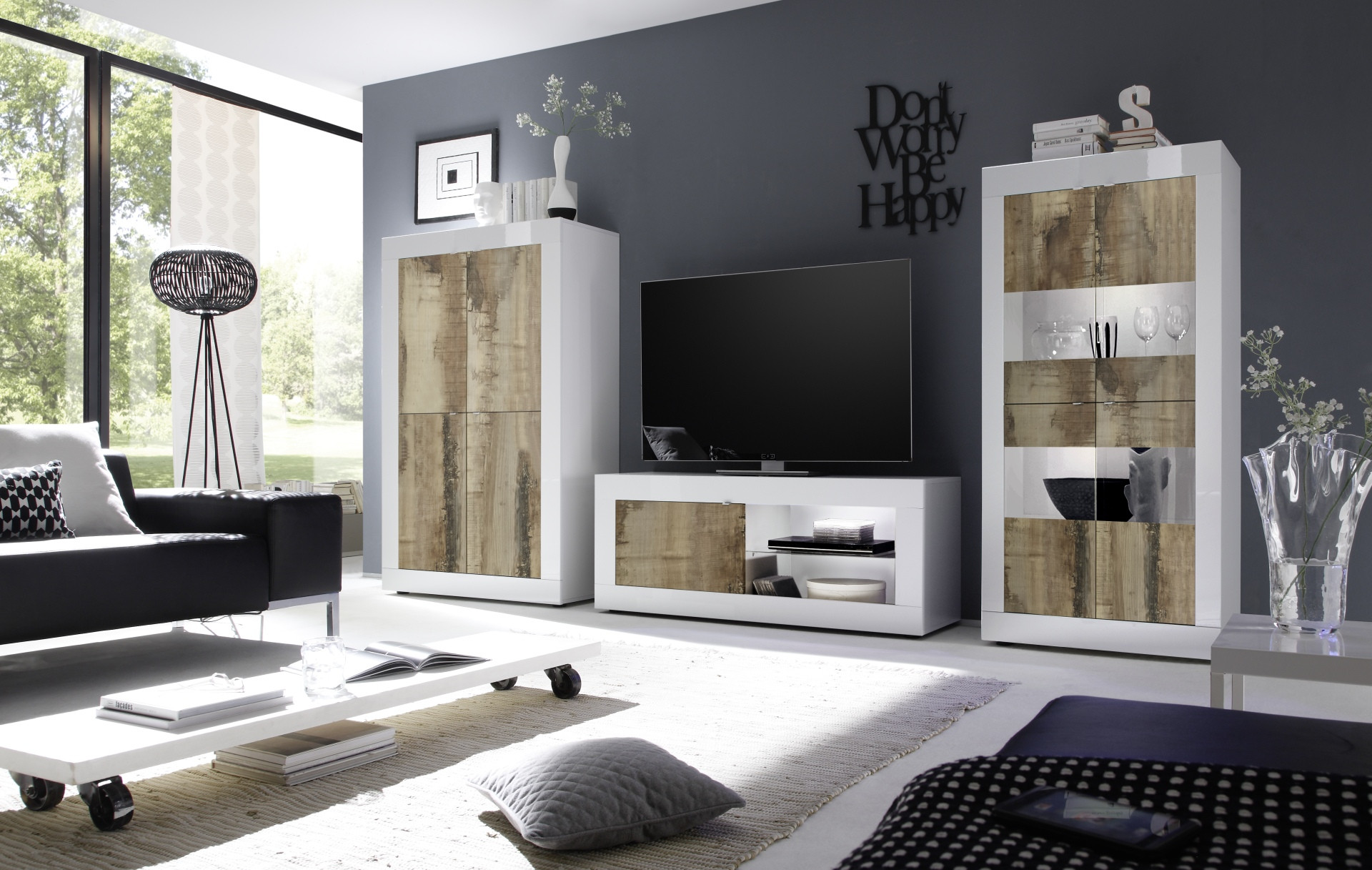 Salon complet BASIC blanc chêne péro - SANS Buffet | Leroy Merlin