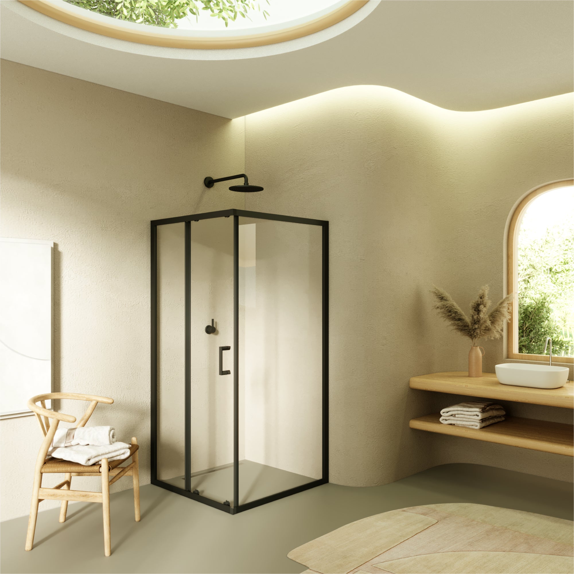 Mampara de Ducha Dora 100x100x190cm, REVERSIBLE, Puerta Corredera, Ajuste 97.5-99.5x97.5-99.5cm ...