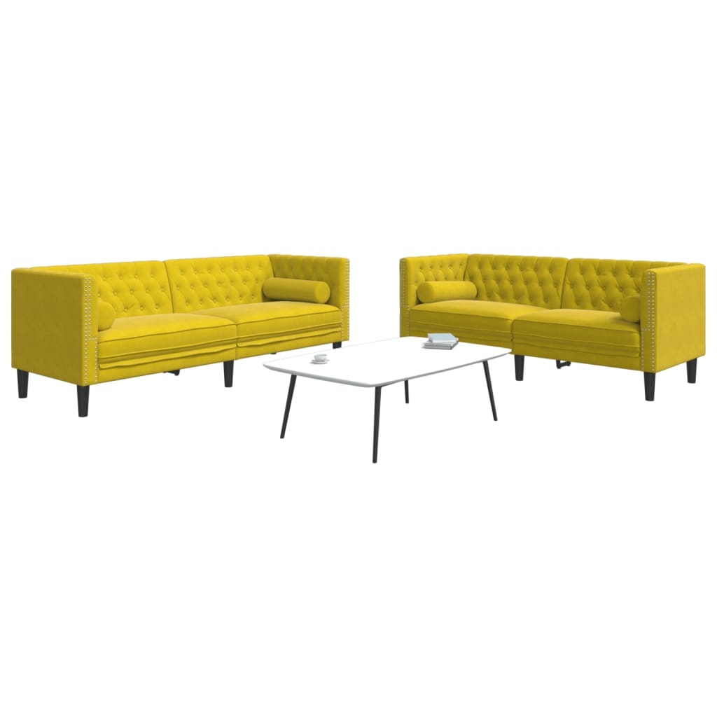 Maison Exclusive - Set Divani Chesterfield 2pz con Cuscini Giallo ...